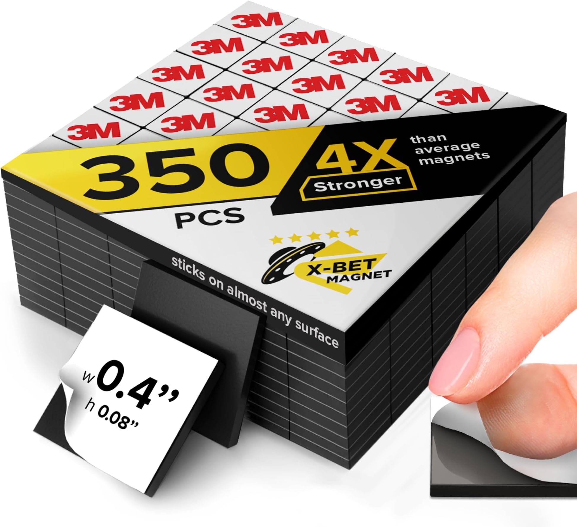 X-bet MAGNET Squares 350 Pcs (2/5" x 2/5") - Industrial Flexible Sticky ...