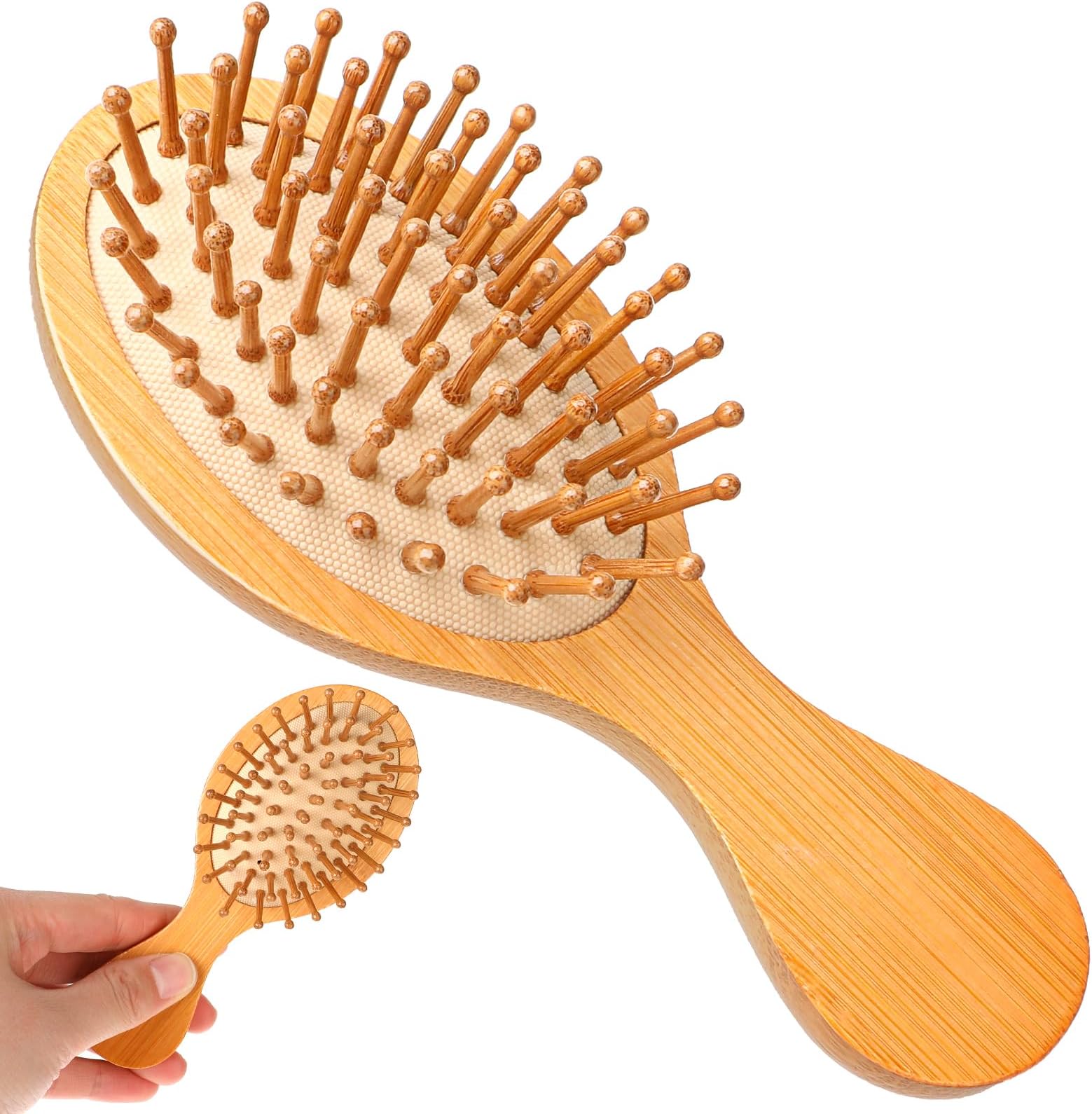Amazon.com : Mini Bamboo Brush for Hair Growth, Natural Wooden Massager ...
