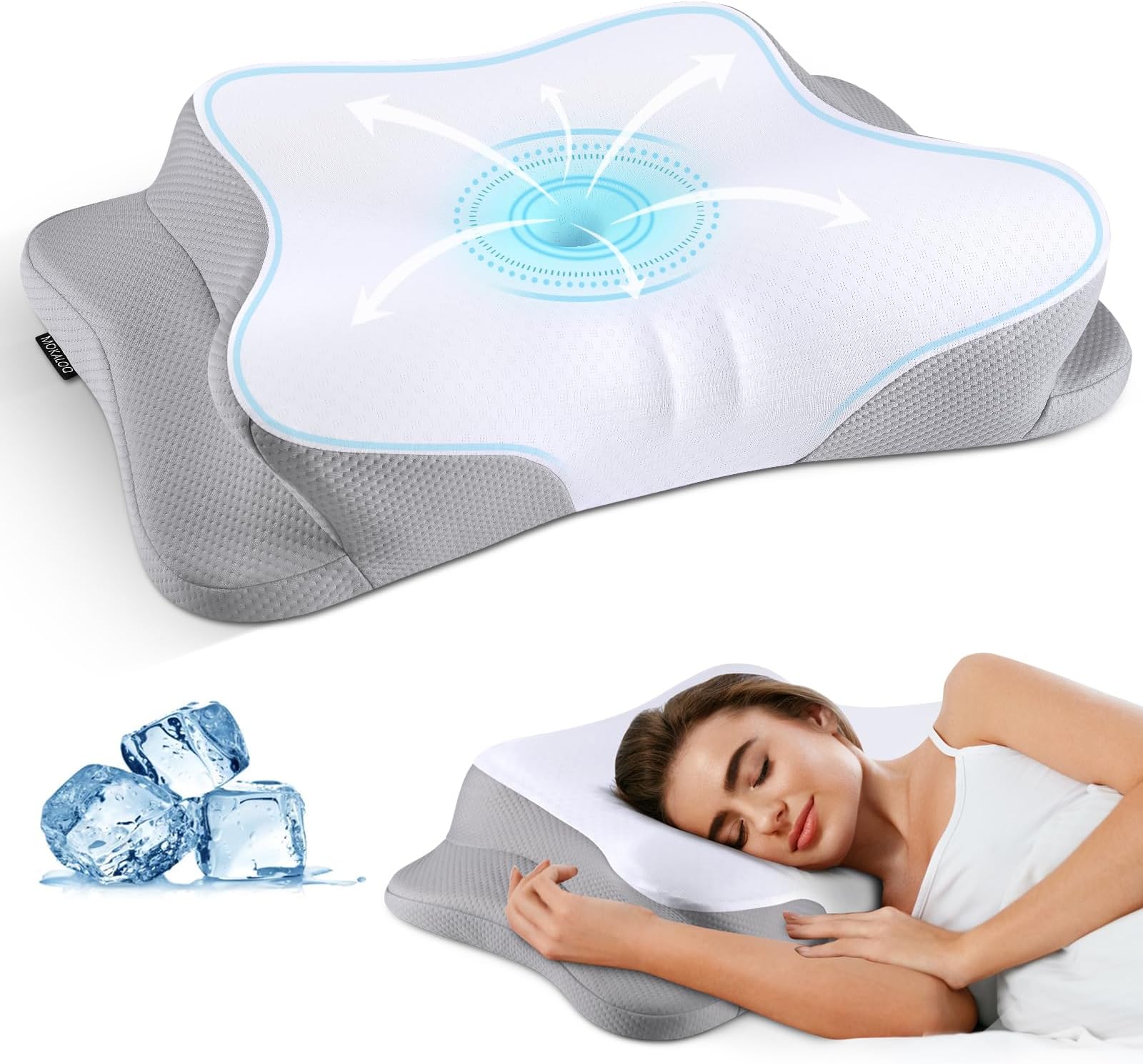 Amazon.com: Ergonomic Memory Foam Neck Pillow with Cooling Case ...