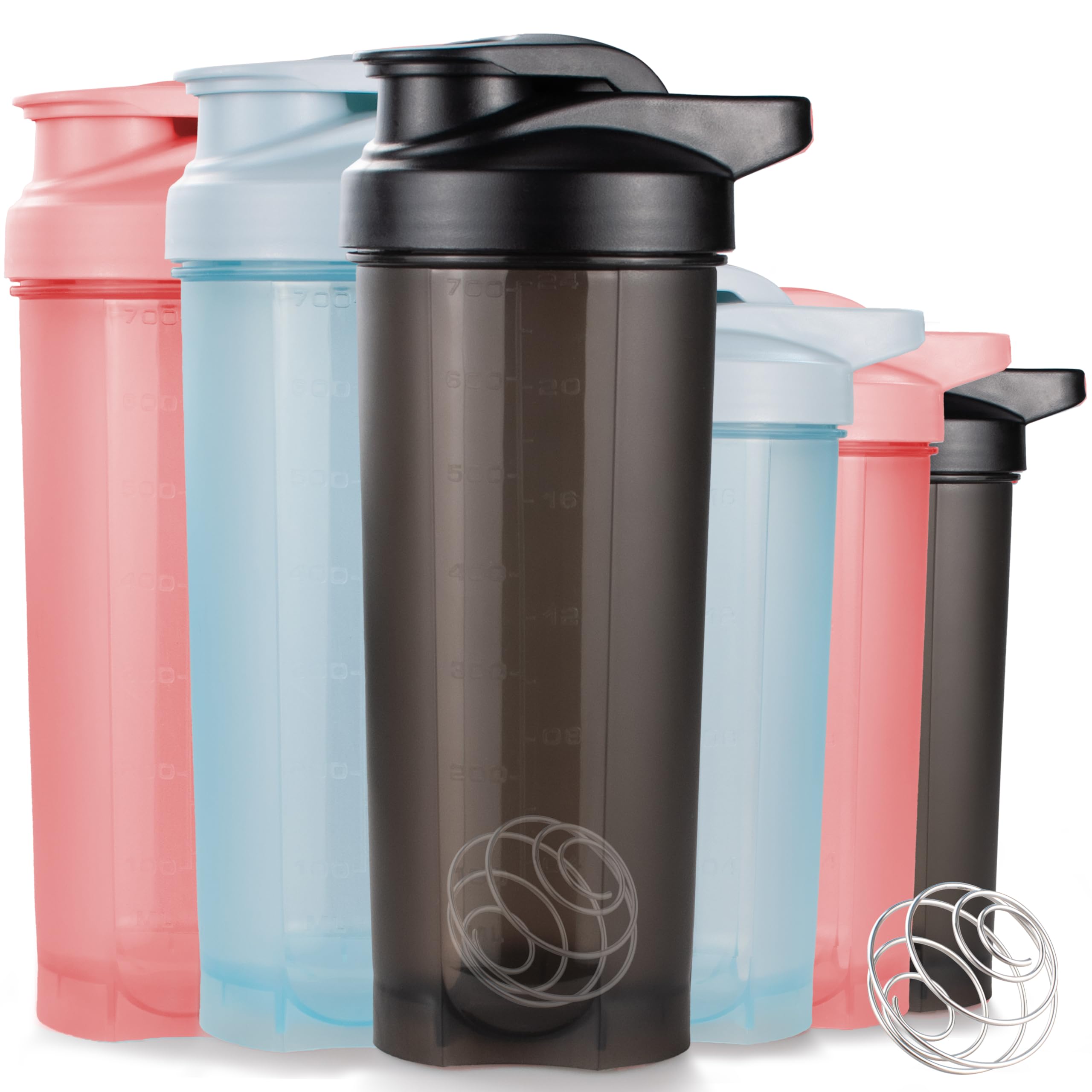 Amazon.com: ShakerZoo 6 Pack Protein Shaker Bottles for Protein Mixes ...