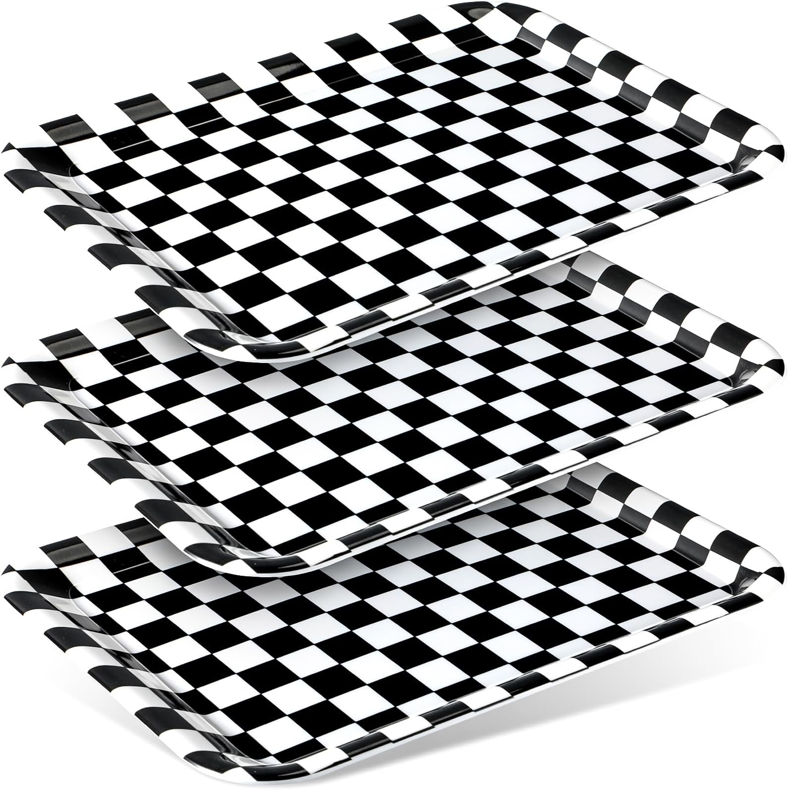 Amazon.com | Zubebe 3 Pcs 13 x 10 Inch Checkered Serving Tray Black and ...