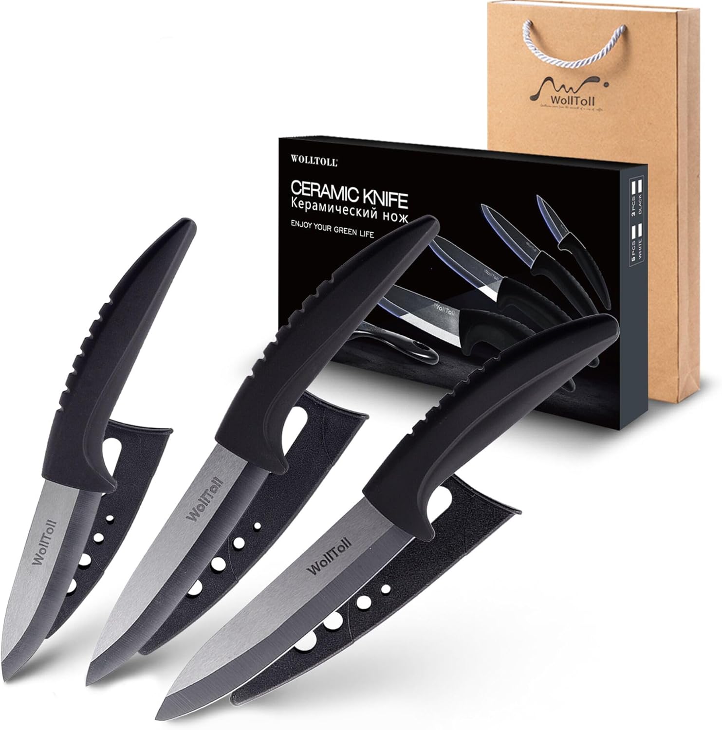 Amazon.com: Ceramic Knife Set, Professional Chef Knives with Sheaths ...