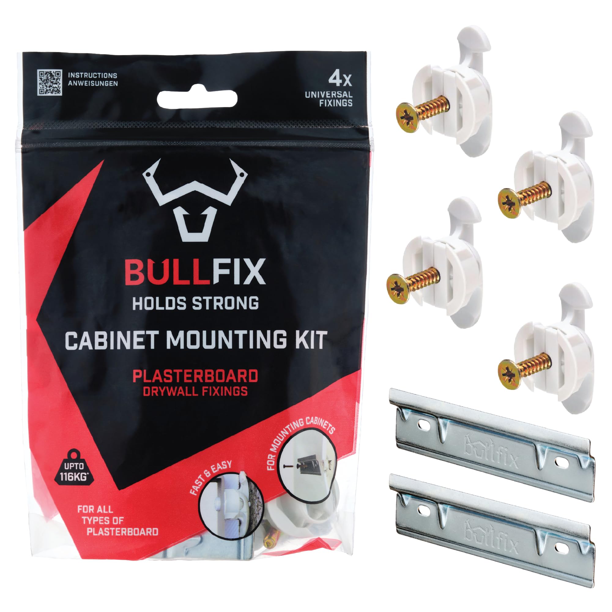 Bullfix Cabinet Mounting Kit - Heavy Duty Plasterboard Fixings for ...