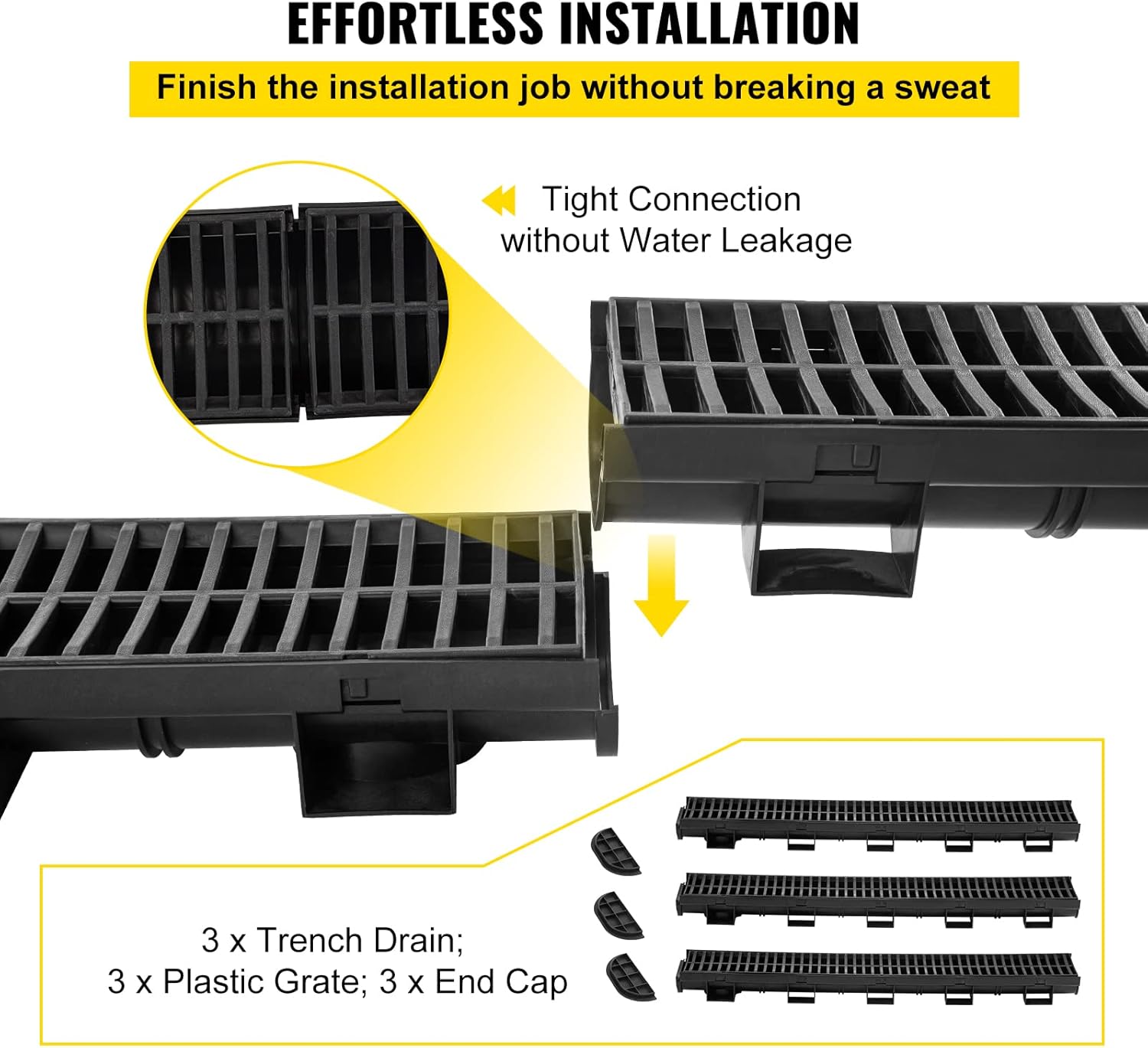 VEVOR Trench Drain System, 5.7x3.1x39-Inch HDPE Australia | Ubuy