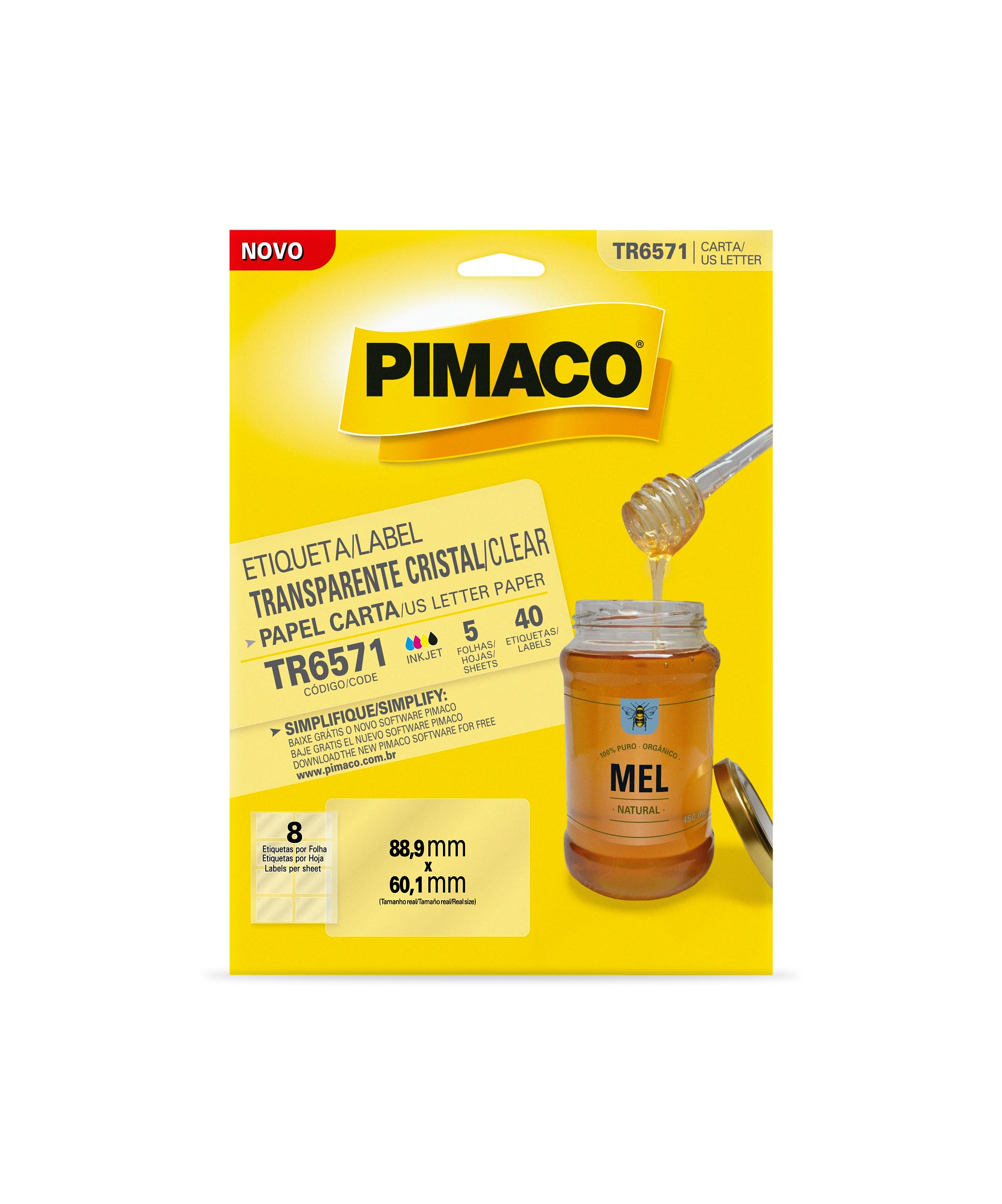 Etiqueta Pimaco Transparente cristal, Carta, TR6571 88,9mmx60,1mm ...