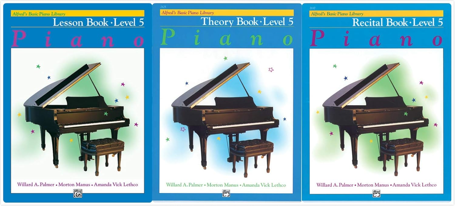 Alfred's Basic Piano Library: Level 5 Books Set (3 Books) - Lesson Book ...