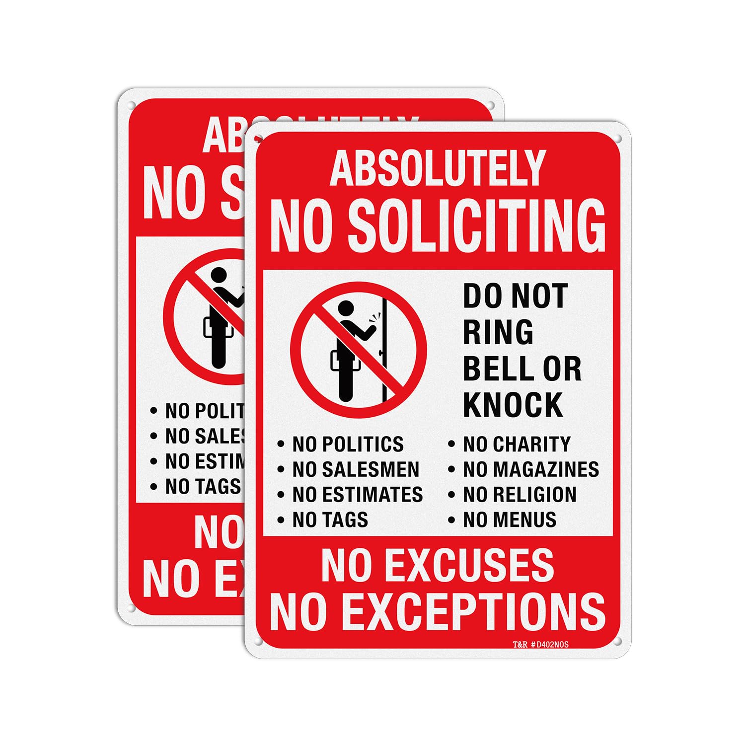 Amazon.com : T&R Absolutely No Soliciting - Do Not Ring Bell, No ...