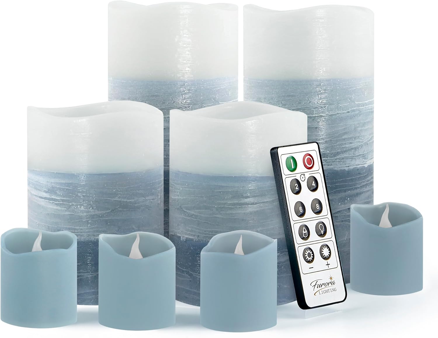 Amazon.com: FURORA LIGHTING Blue Ombre Real Wax Flameless Candles with ...