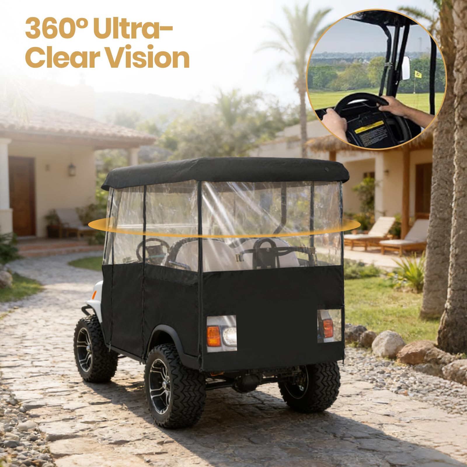 Snapklik.com : Deluxe Golf Cart Enclosure Rain Cover 4 Passenger ...