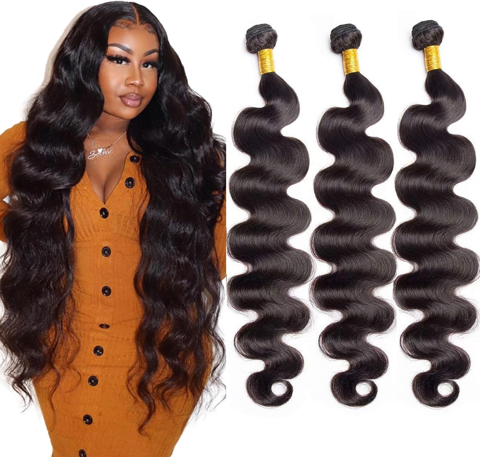 Amazon.com : Beaufox Body Wave Human Hair Bundles 24 26 28 Inch 12A ...