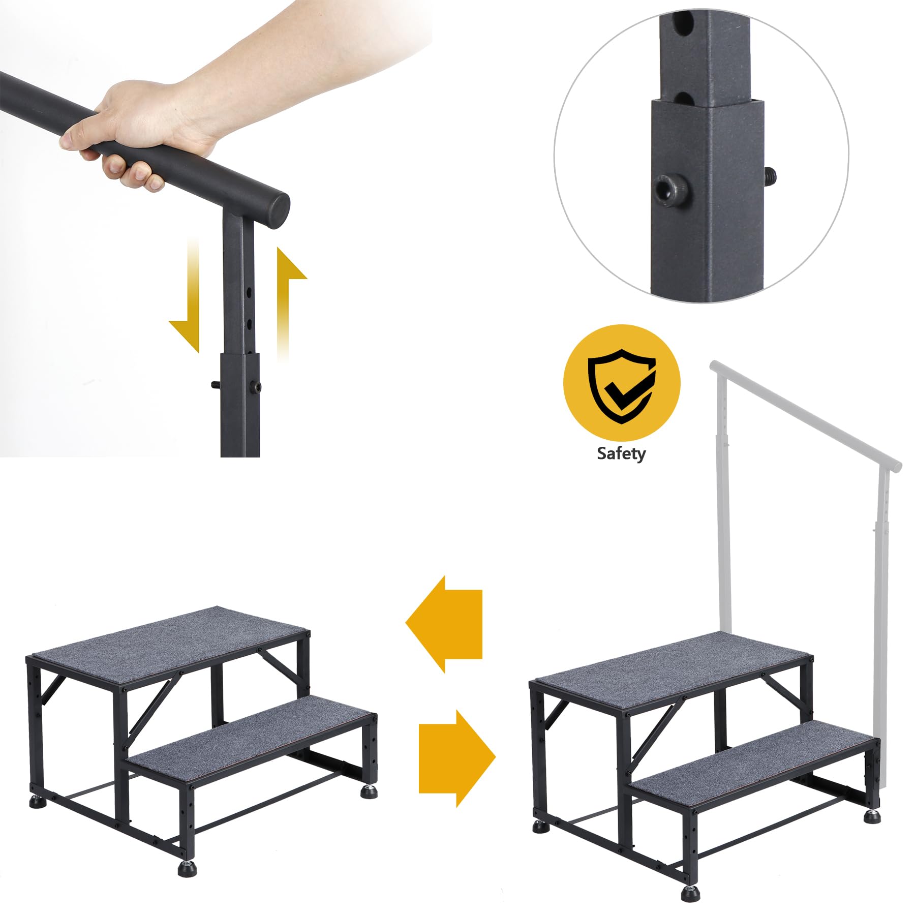 Snapklik.com : Toriexon RV Stairs Handrails Ladder w/Step Cover, 2 Step ...