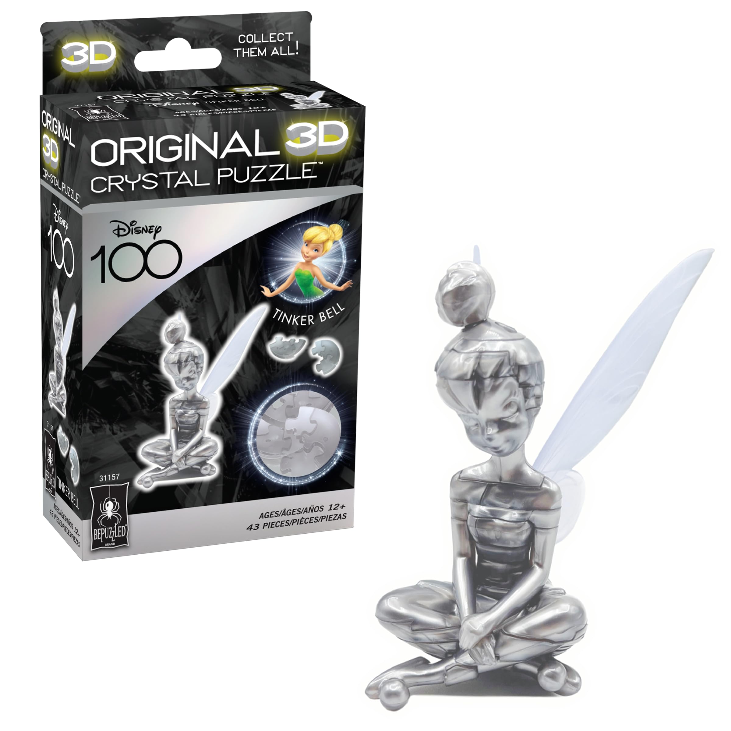 Amazon.com: BePuzzled | Disney Platinum Tinkerbell Original 3D Crystal ...