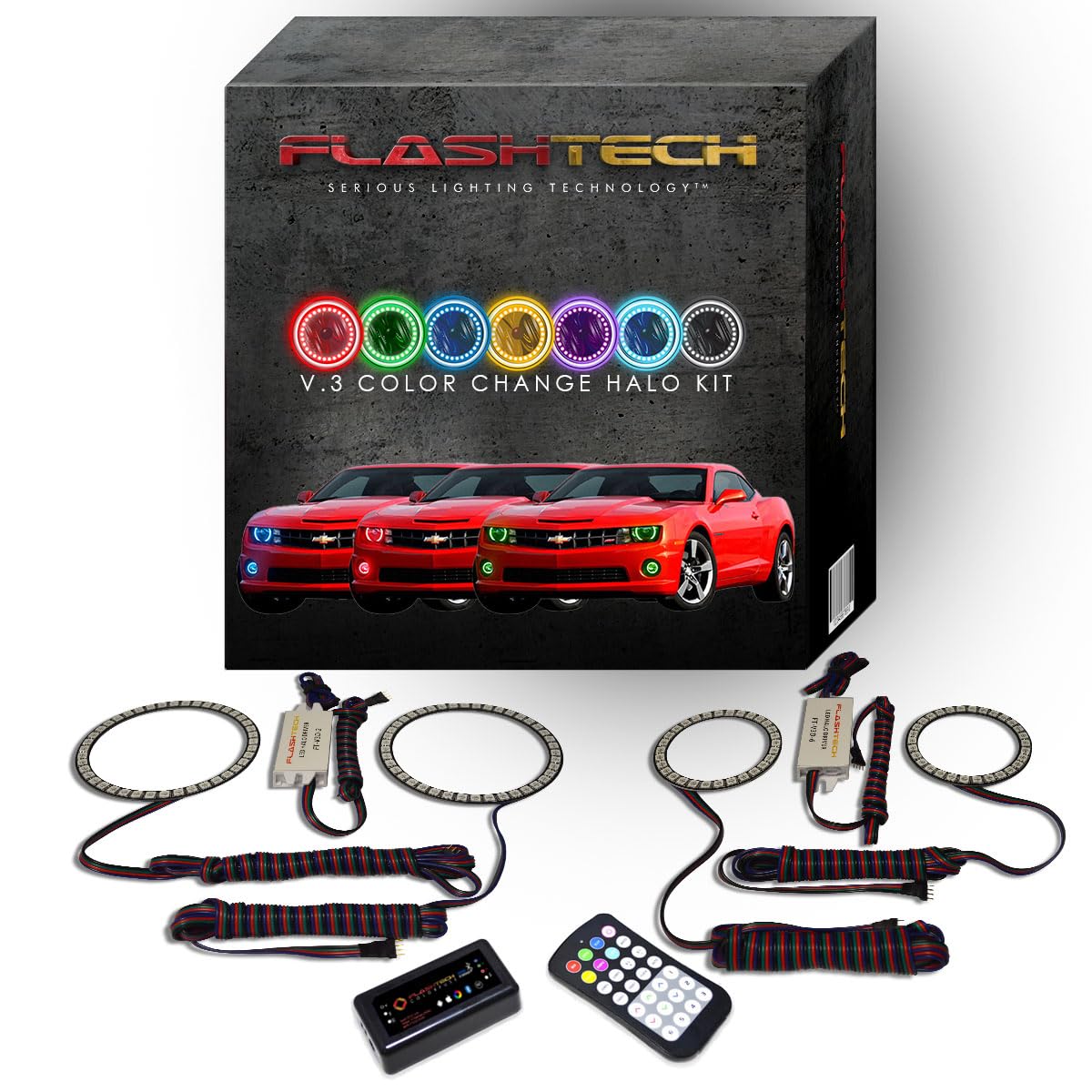 Amazon.com: Flashtech LED RGB Multi Color Halo Ring Headlight and Fog ...