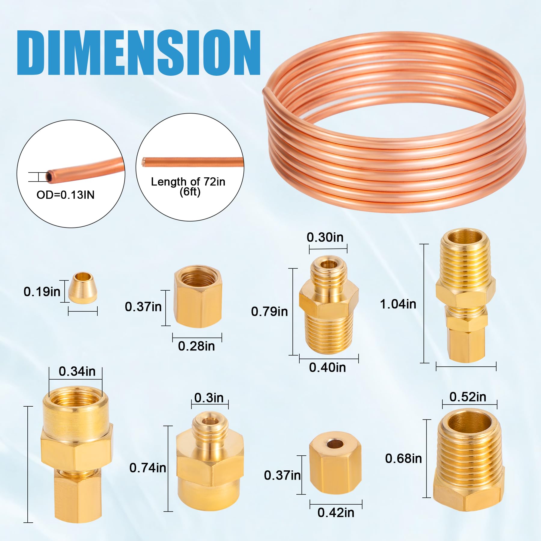 1/8 1/4 NPT Fittings 72'' Oil Pressure Gauge Tubing Kit, Mechanical Oil ...