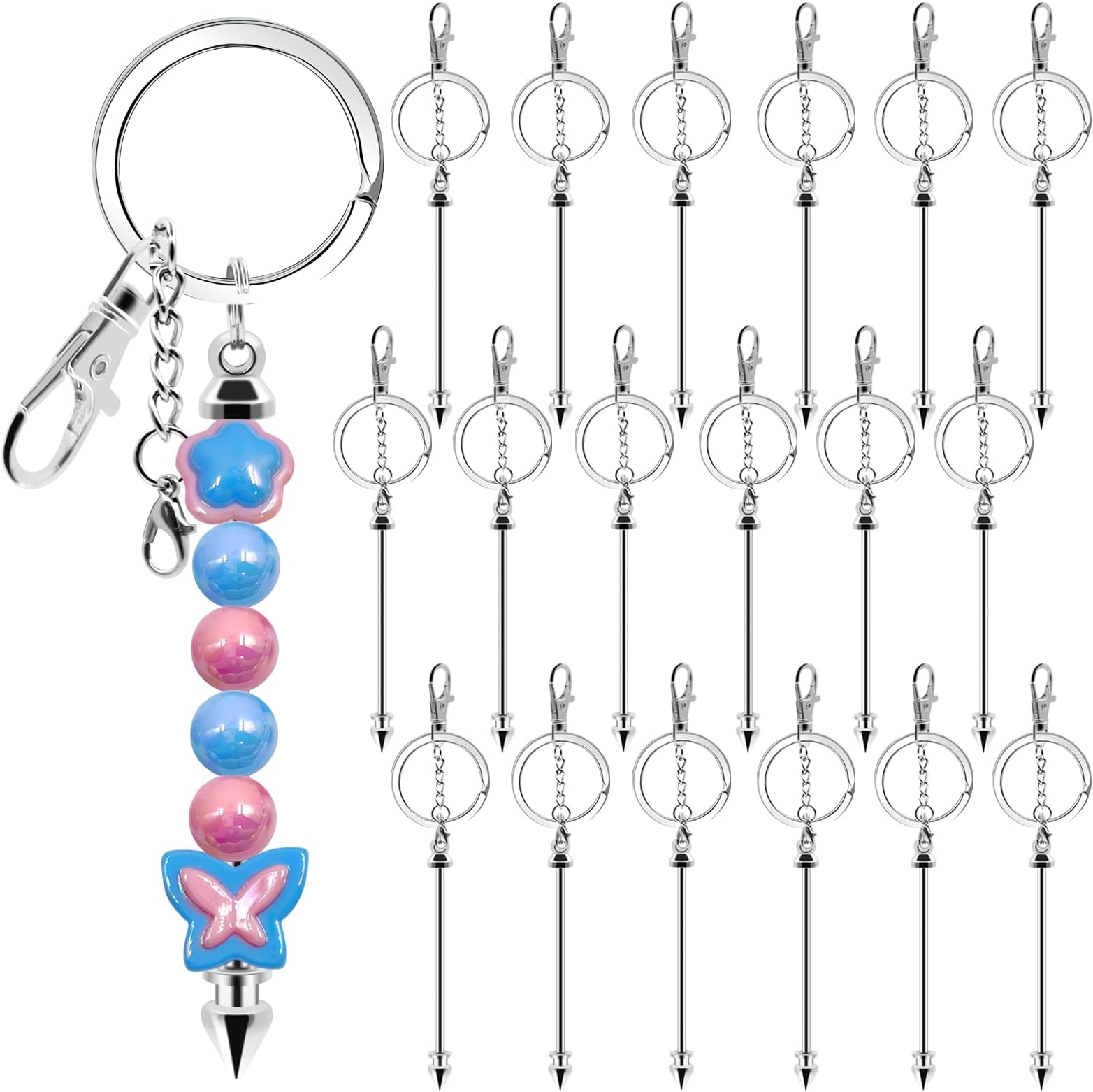 Amazon.com: CXIIPOL 18 Pack Beadable Keychains Bars DIY Blank Beadable ...