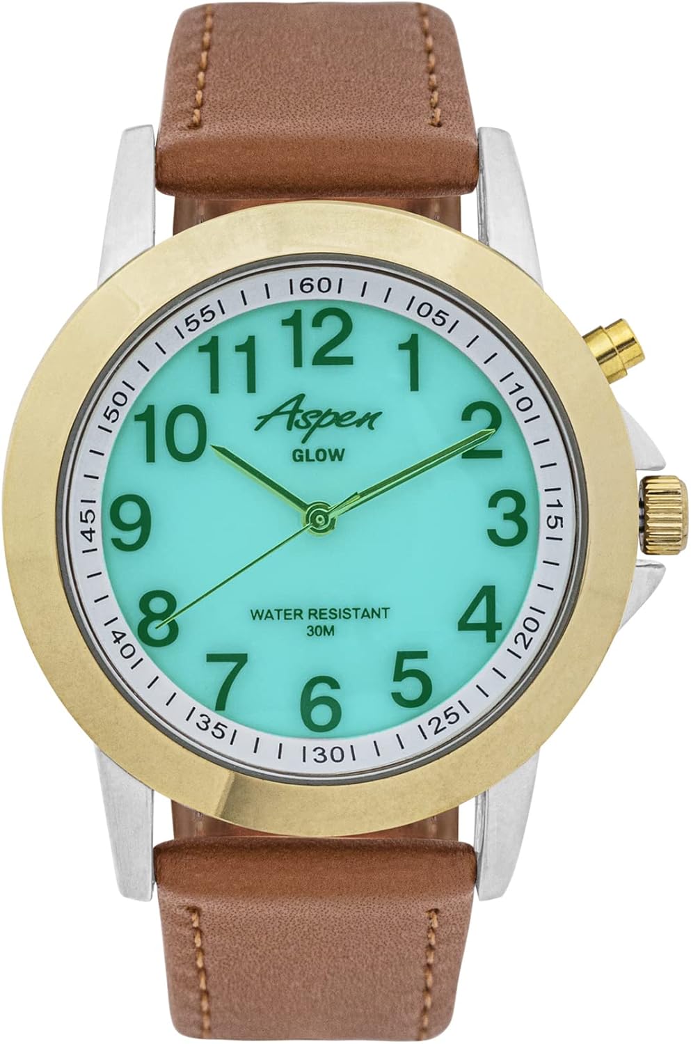Aspen Mens Glow Watch - Genuine Leather Band - 38mm Analog Men's Easy ...