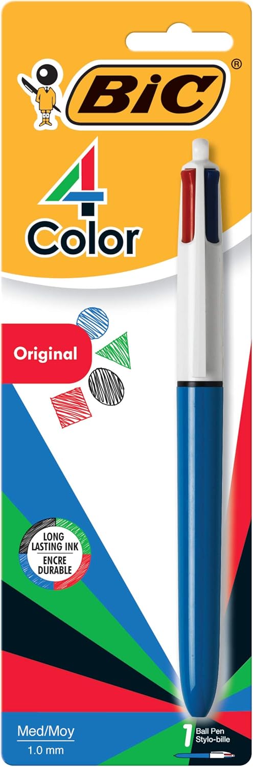 BIC 4-Color Original Retractable Ball Pens, Medium Point (1.0 mm), 1 ...
