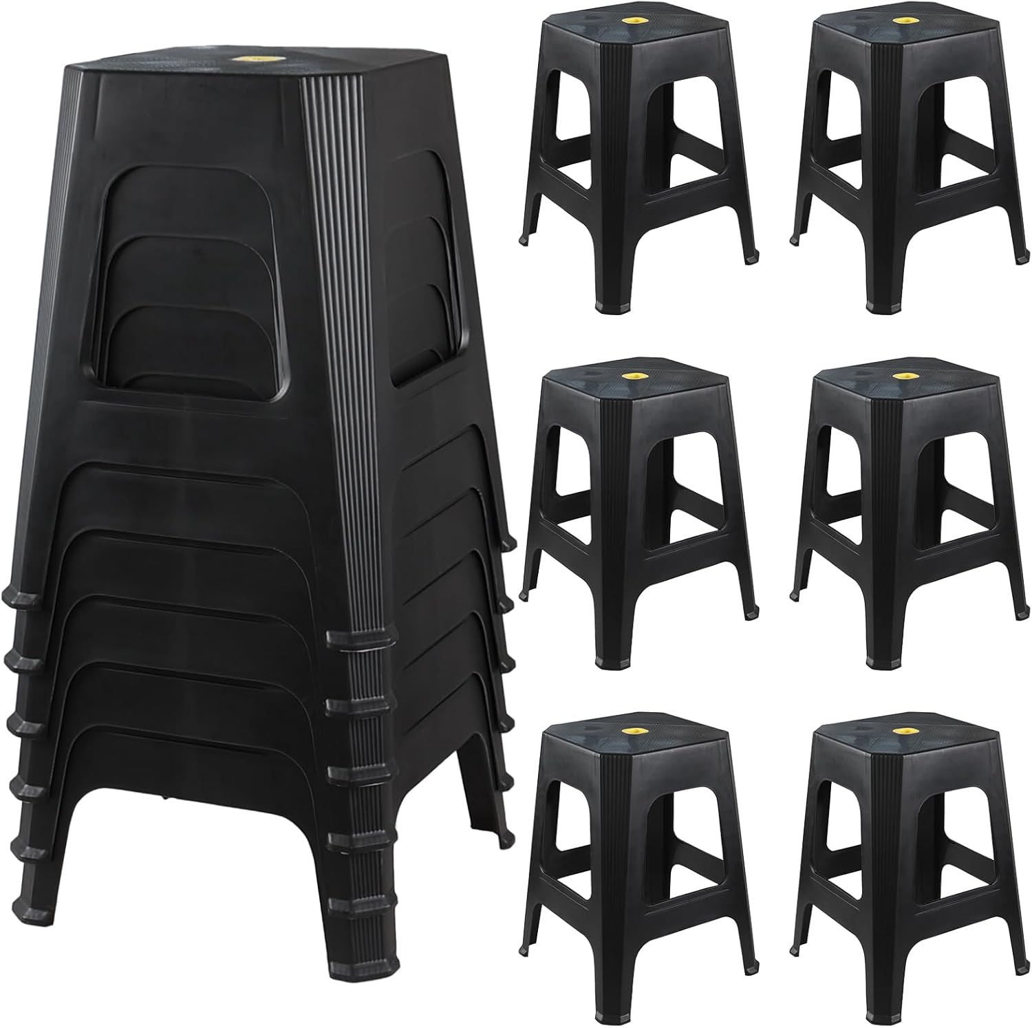 Amazon.com: Nicesh 6-Pack Plastic Stacking Backless Stools, Plastic ...