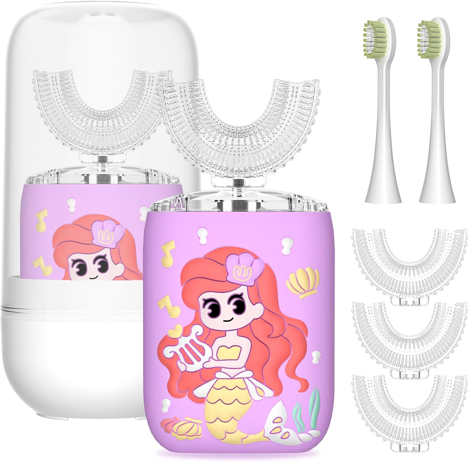 Amazon.com: yeklike Kids Electric Toothbrush U-Shaped Ultrasonic,6 ...