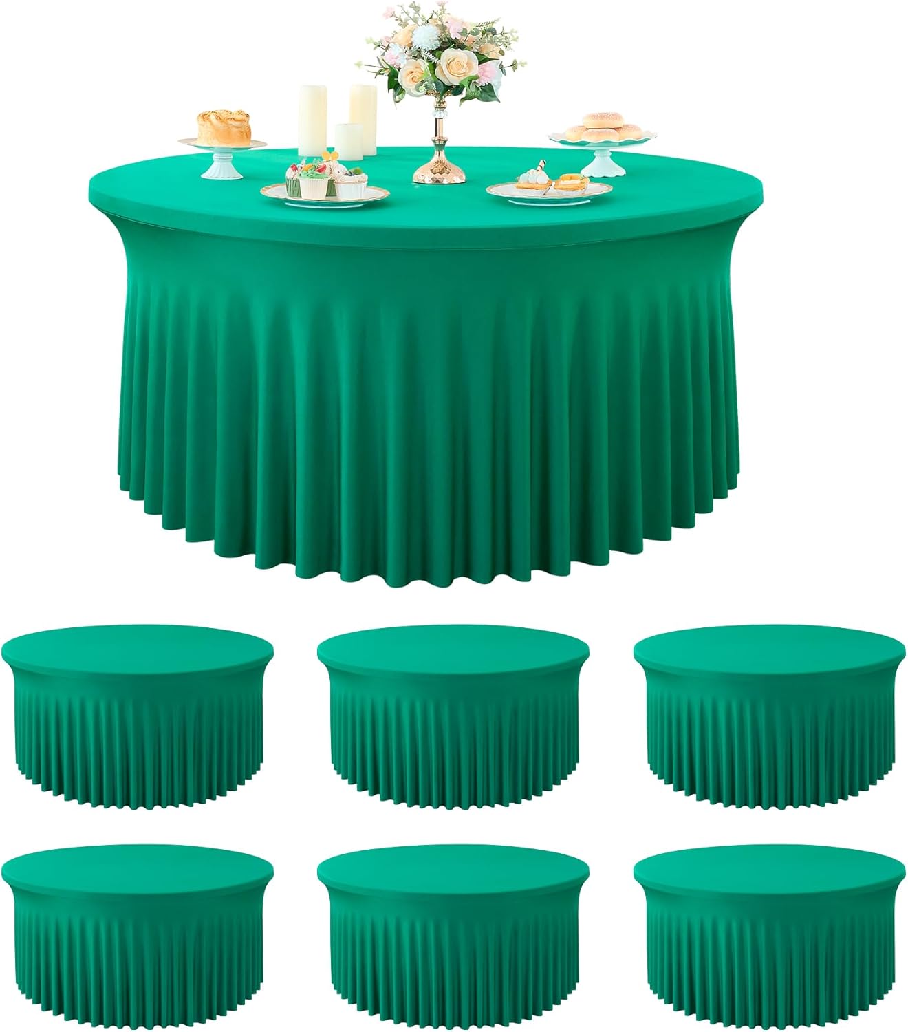 Amazon.com: Outpain 6 Pack Emerald Spandex Round Tablecloths for 72 ...