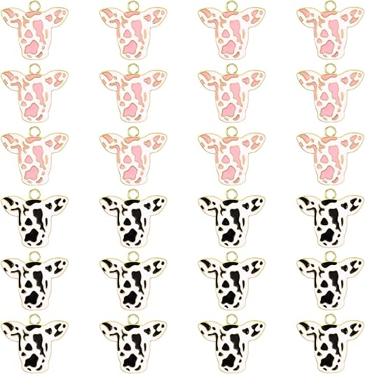 Amazon.com: Junkin 24 Pieces Cow Charms Pendants Metal Enamel Cute Cow ...
