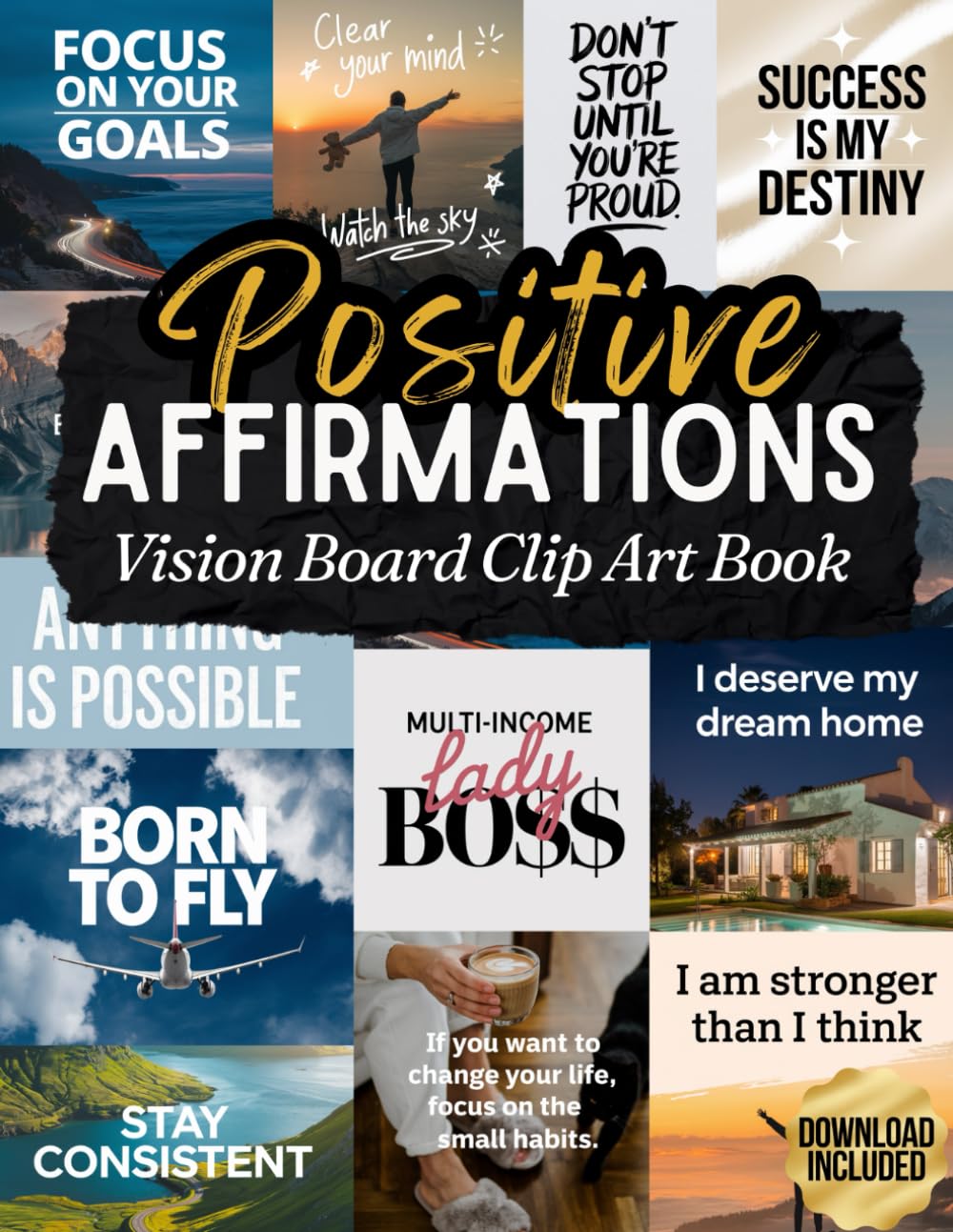 Buy Positive Affirmations Vision Board Clip Art Book: Powerful ...