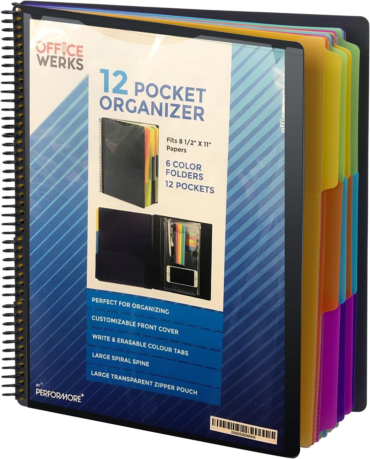 Amazon.com : PERFORMORE 12 Pocket Spiral Subject Organizer with 6 ...