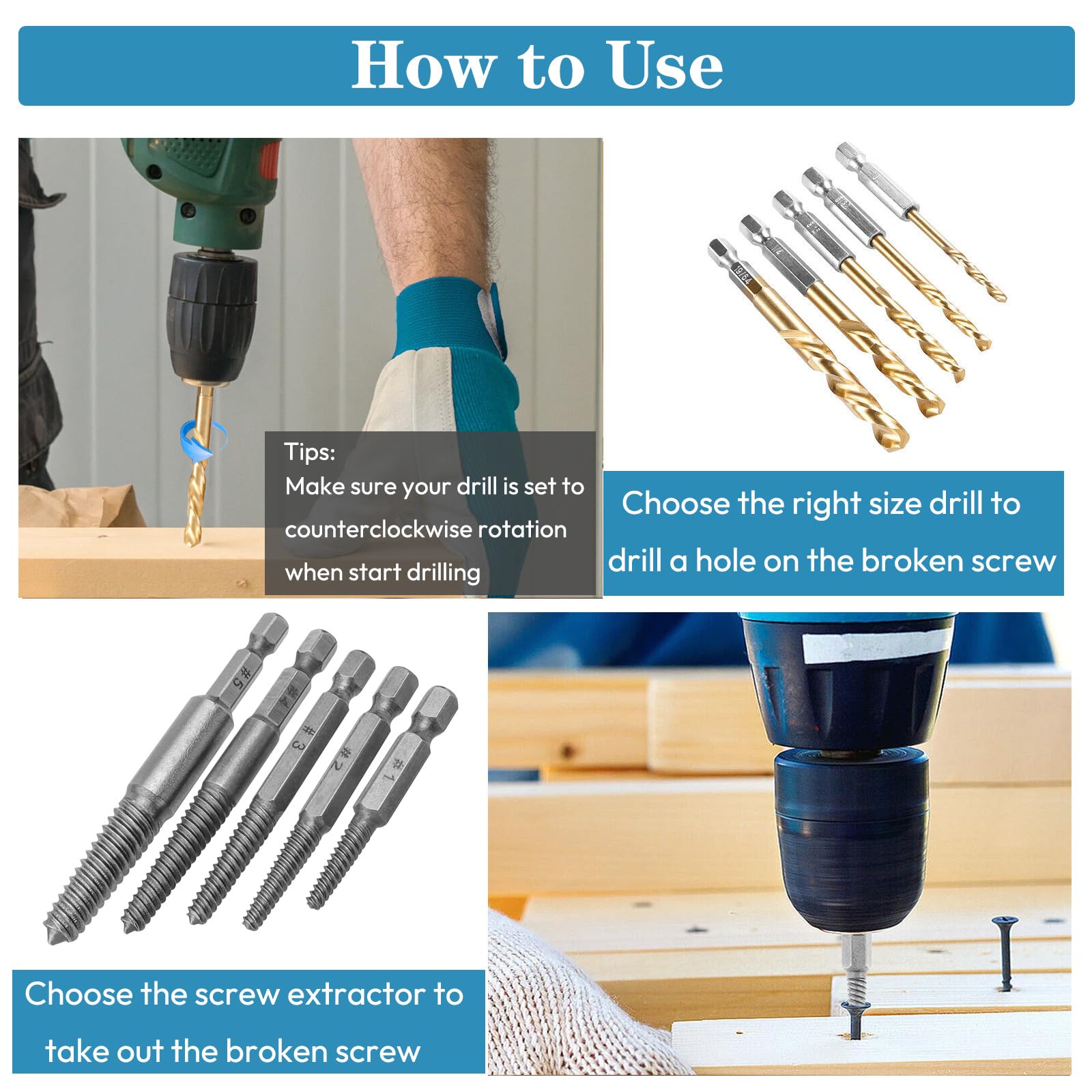 Snapklik.com : 11 Pieces Stripped Screw Extractor Set, Reverse Drill ...