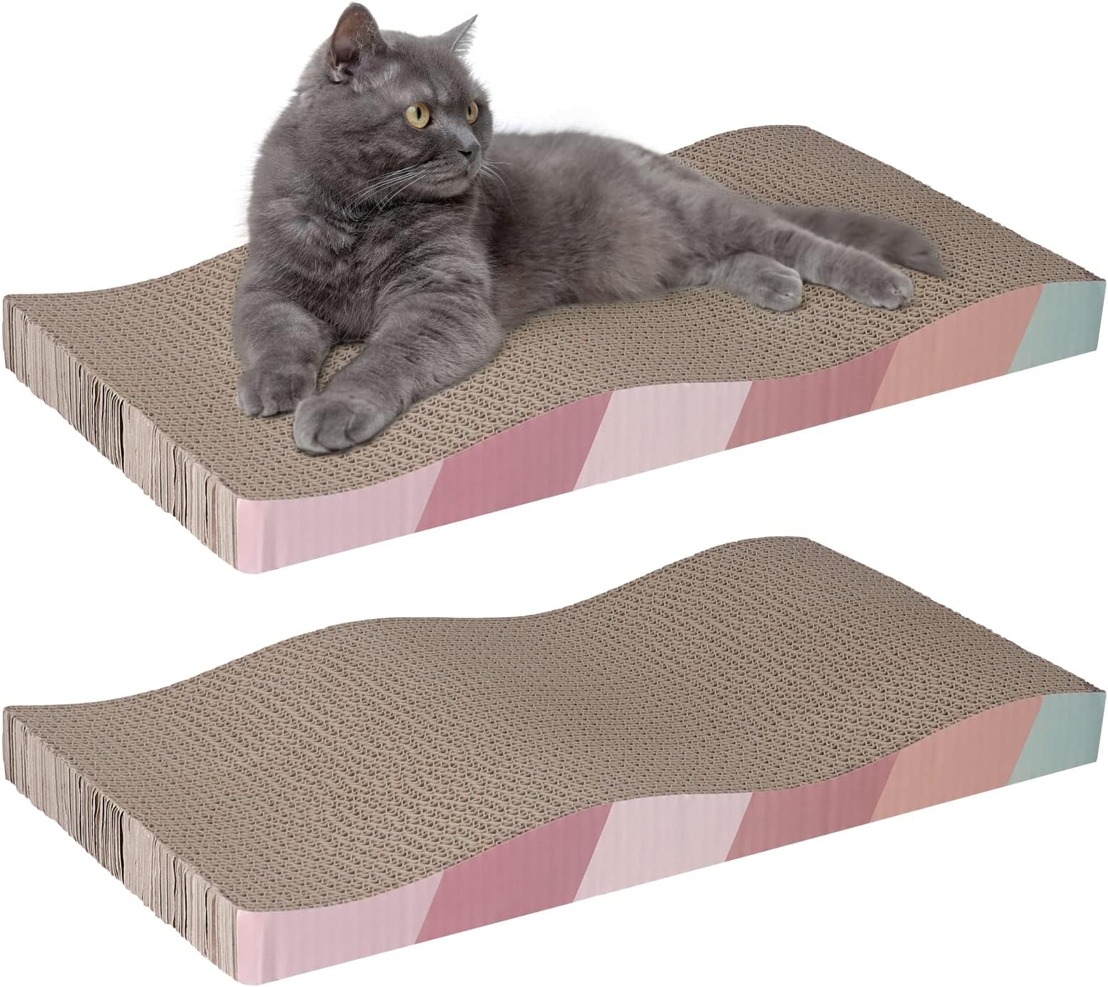 LTDSOAR Cat Scratcher Cardboard,2 PCS 17" X 8.5" Cat Scratch Pad ...