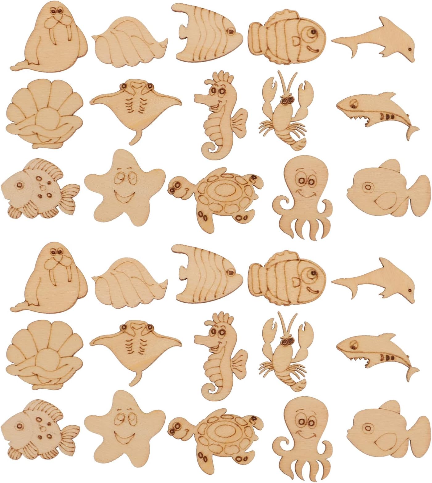 Amazon.com: 45 Pack Unfinished Wooden Ocean Sea Animals Cutouts for DIY ...