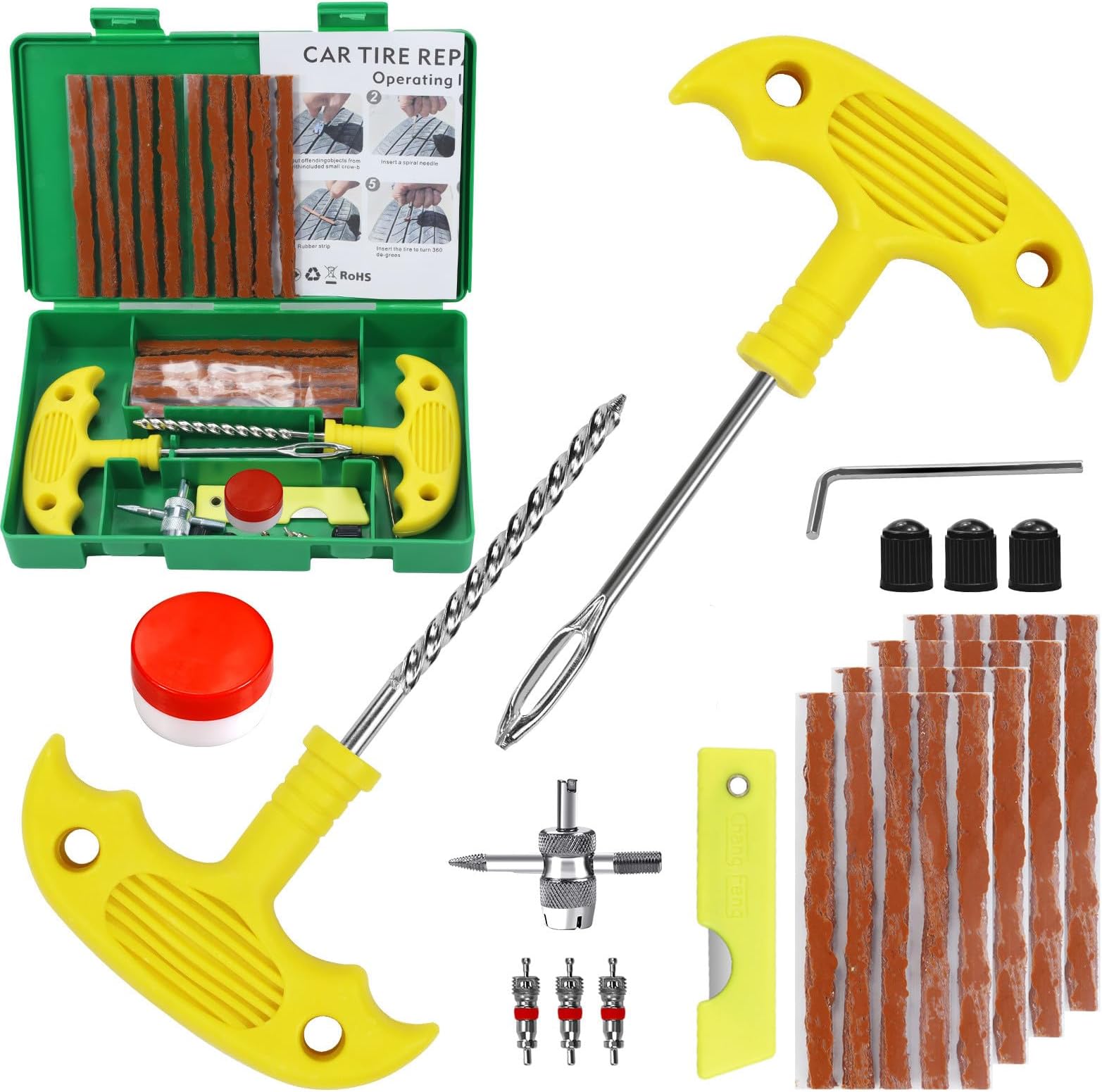 Amazon.com: TrexNYC Tubeless Tire Repair Kit, Repair Punctures and Plug Flats, Automotive, Ideal ...