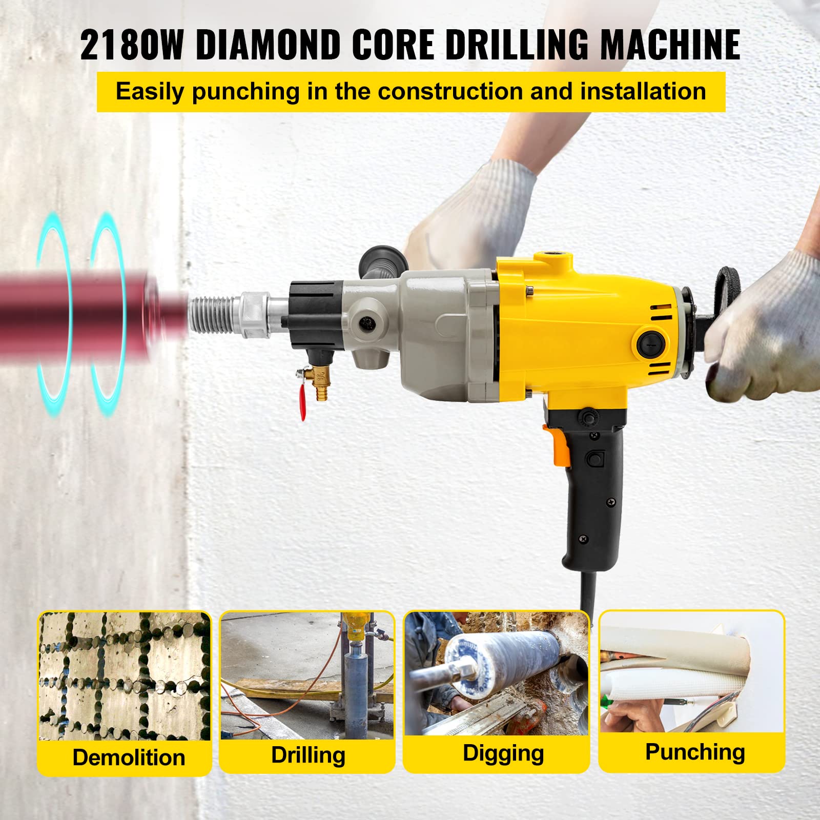 Buy VEVOR Diamond Core Drilling Machine 2180W Diamond Core Drill ...