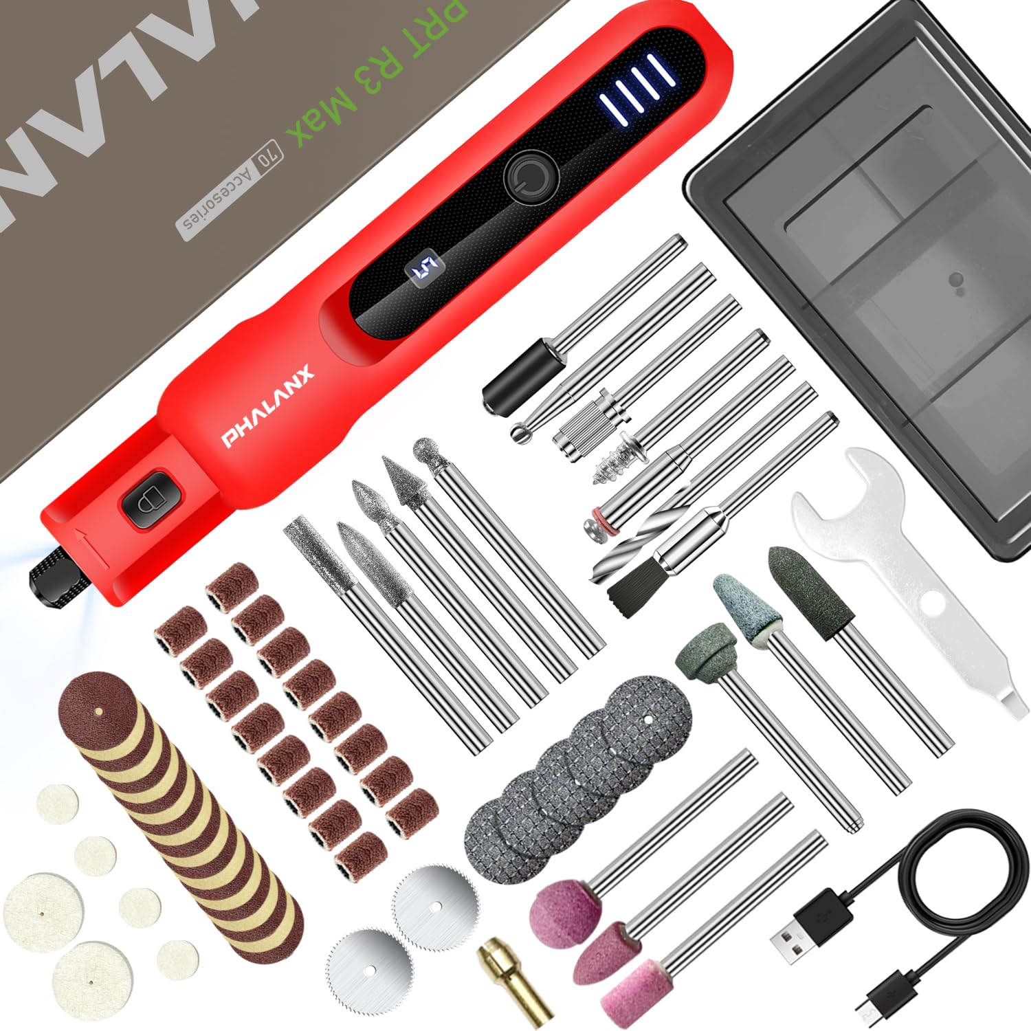 Snapklik.com : Rotary Tool Kit - 3.7V Rotary Tool Cordless W LED Ring ...