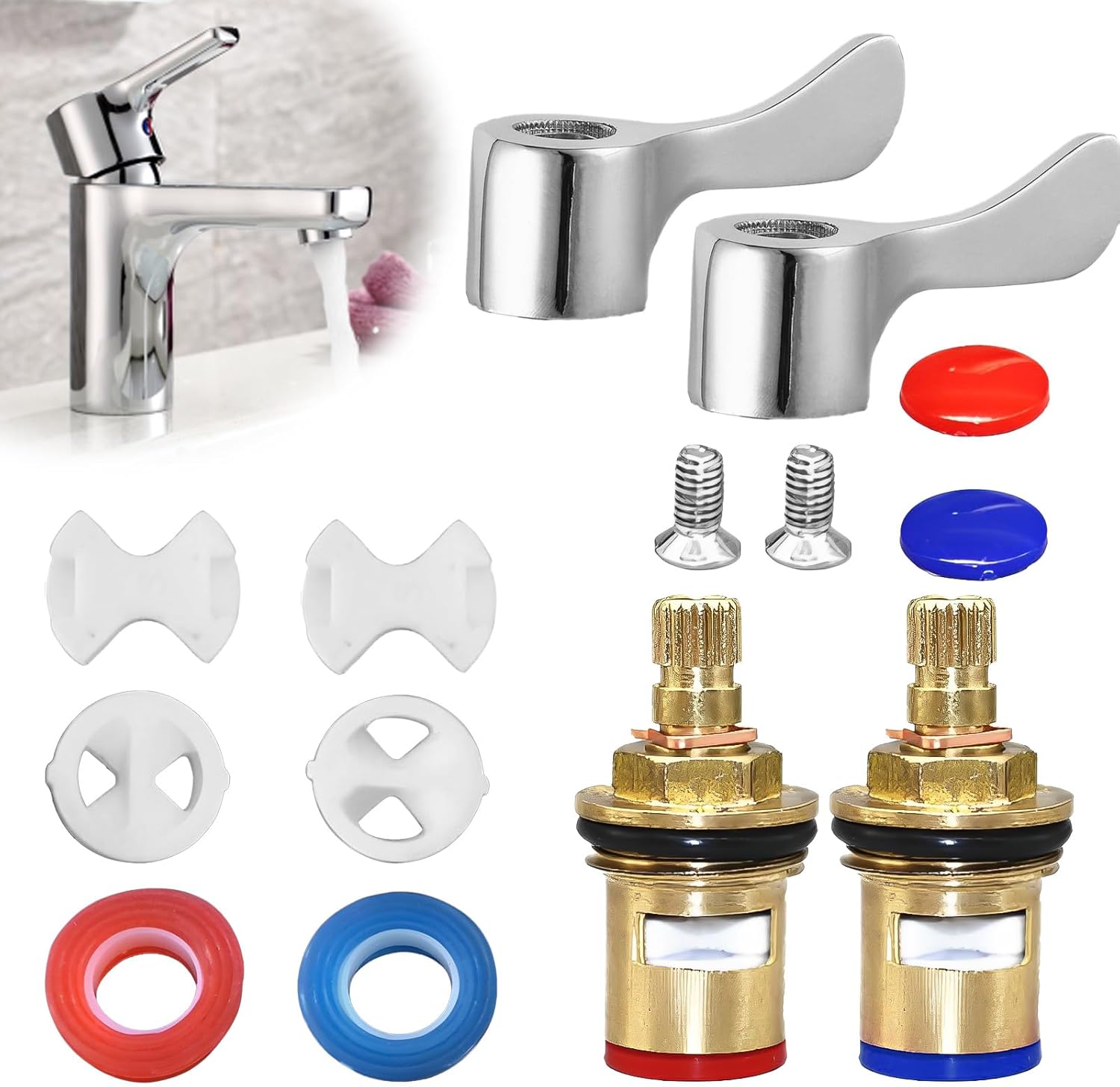 Brass Ceramic Replacement Tap Valves: YOYIAG 2 Set Replacement Tap ...