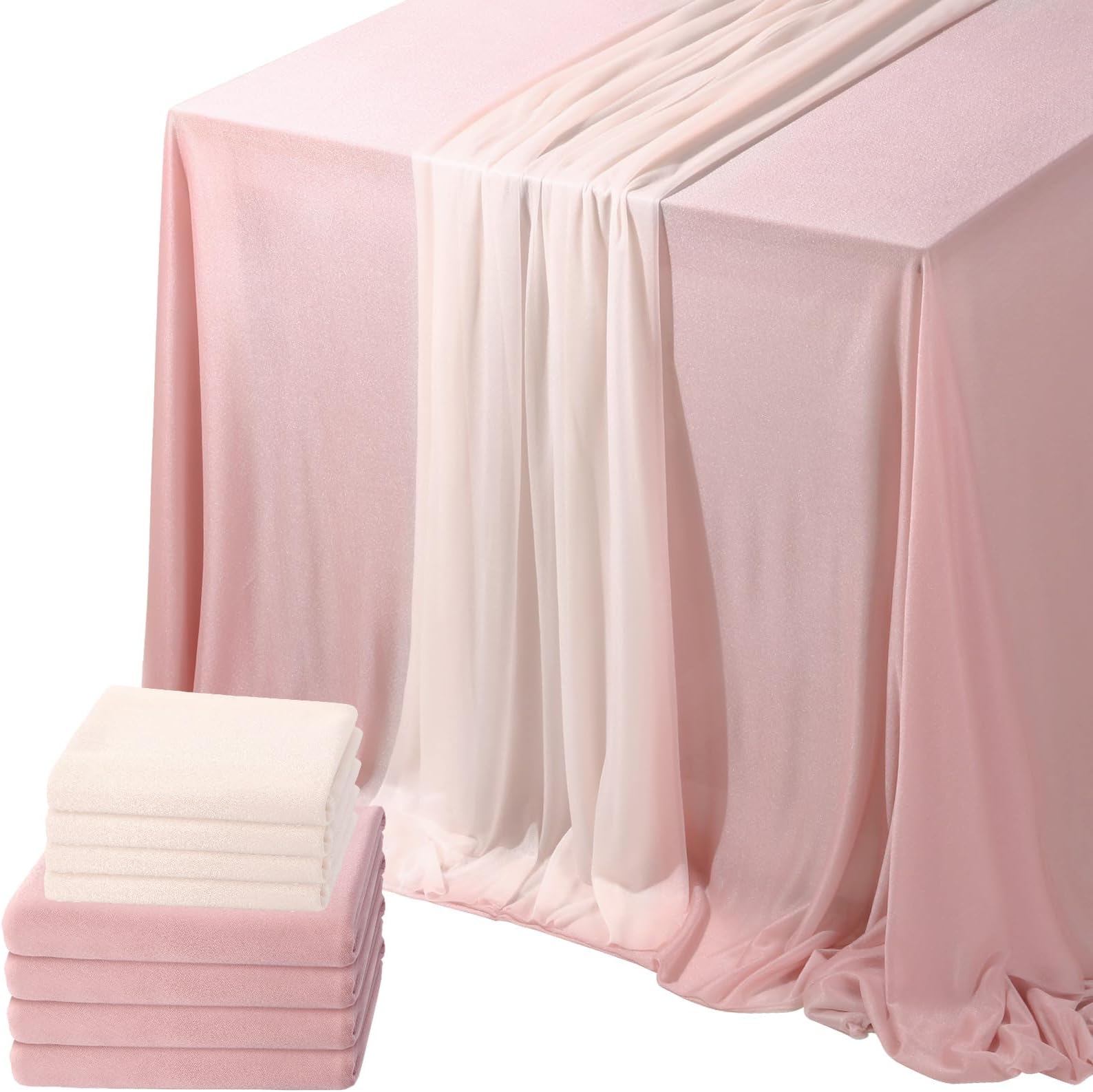 Amazon.com: Dusty Rose Tablecloth with Beige Table Runner Sheer Table ...