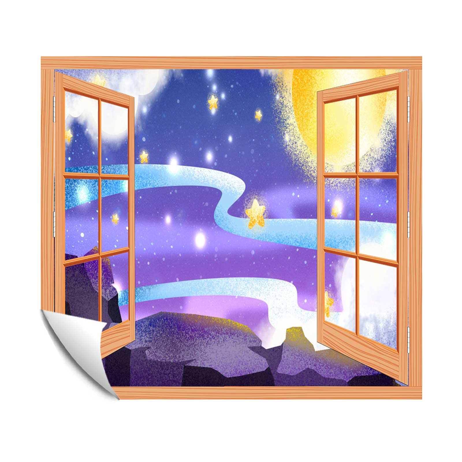 Open Window At Night Clipart