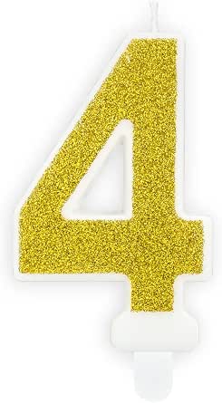 4th Birthday Candle 4 Number Candle 4 Glitter Candle 4 Years Birthday ...