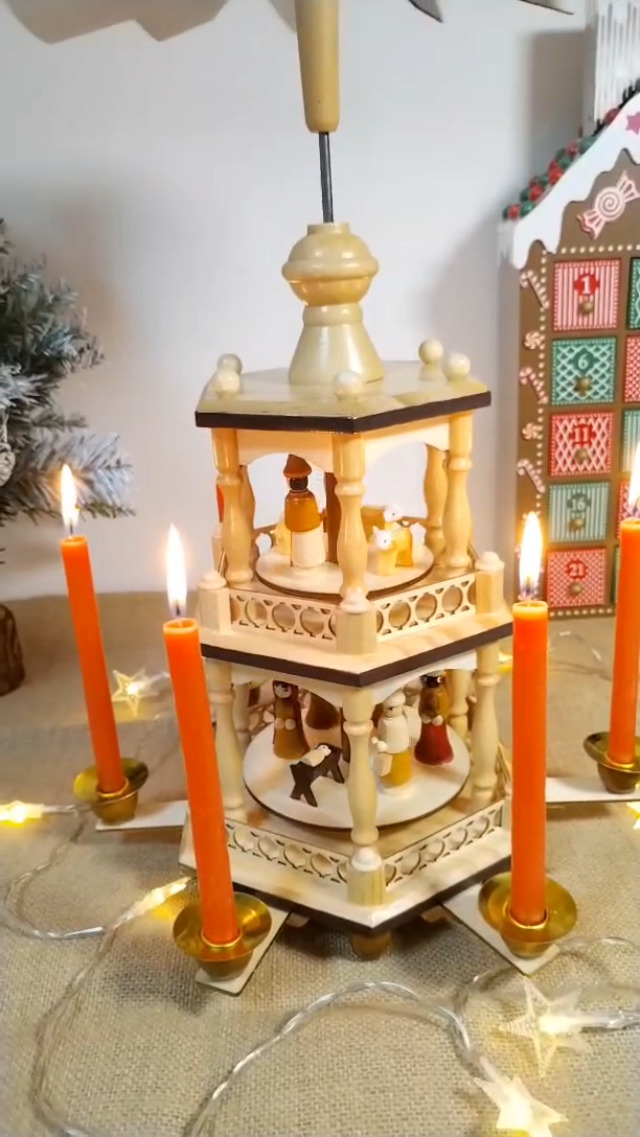 Black Forest Holiday Decoration 18” Carousel – 3 Tier Wood Nativity ...