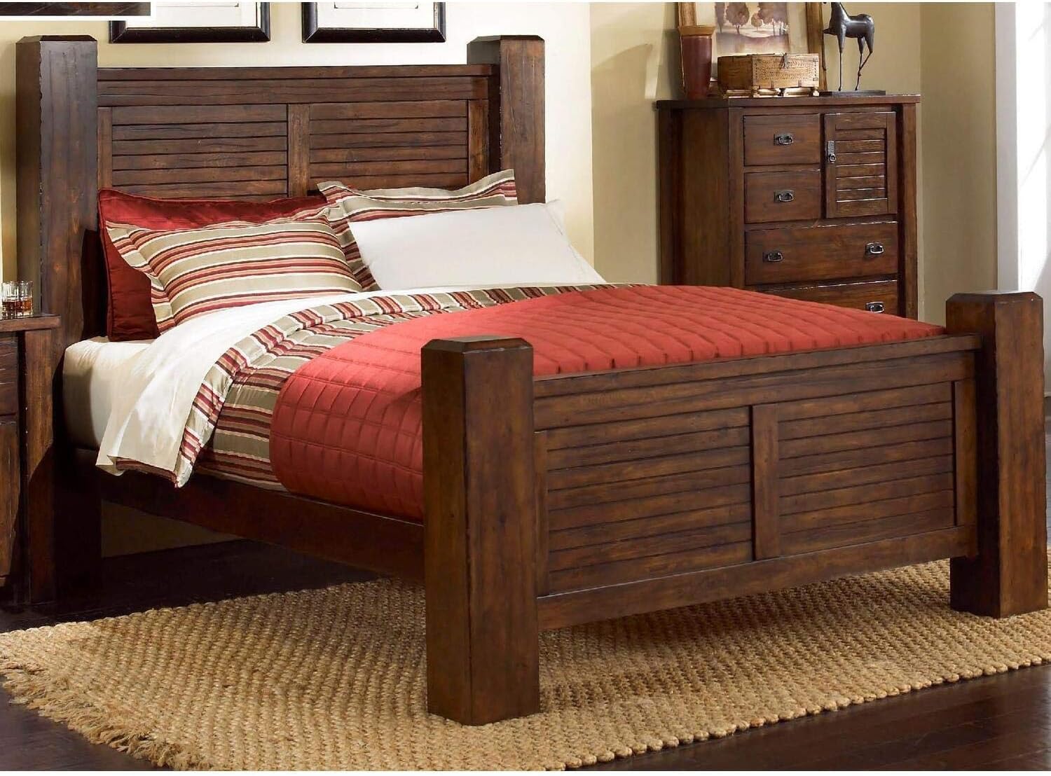 Amazon.com: Progressive Furniture Trestlewood King Post Bed Mesquite ...