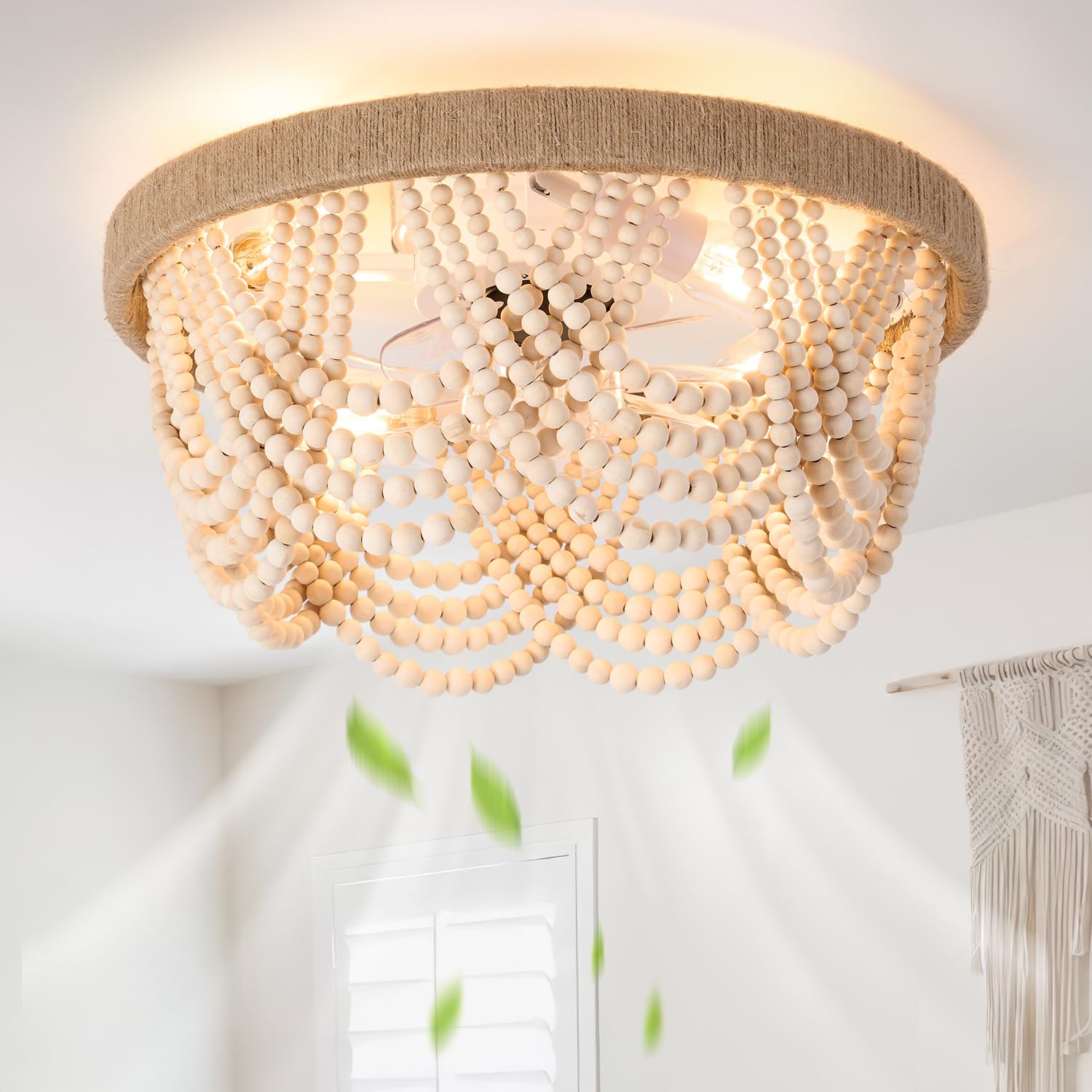 hummingbird Boho Ceiling Fan with Light Flush Mount Ceiling Fan, 20 ...