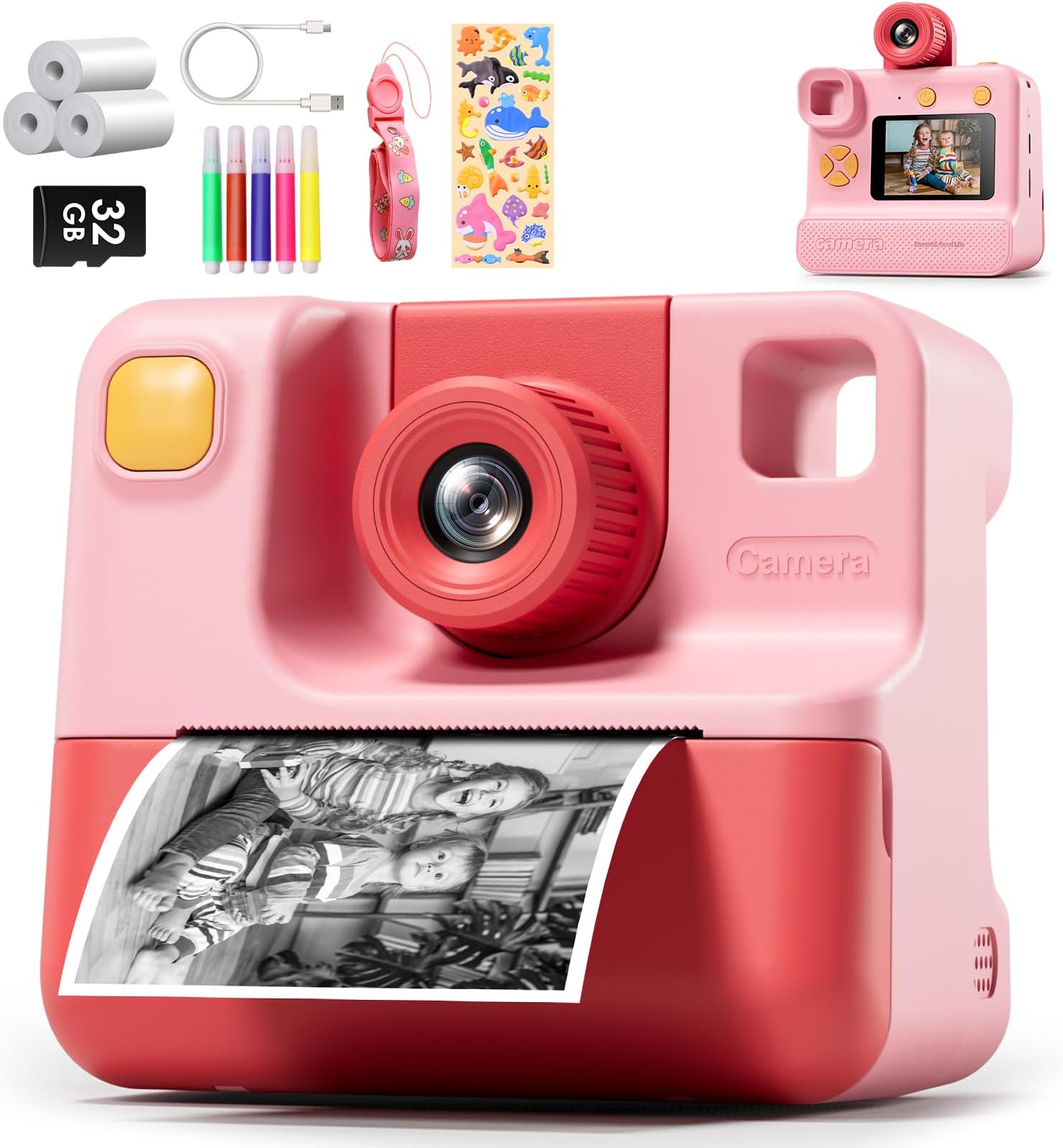 Amazon.com : Instant Print Camera for Kids with 3 Rolls of Printer ...