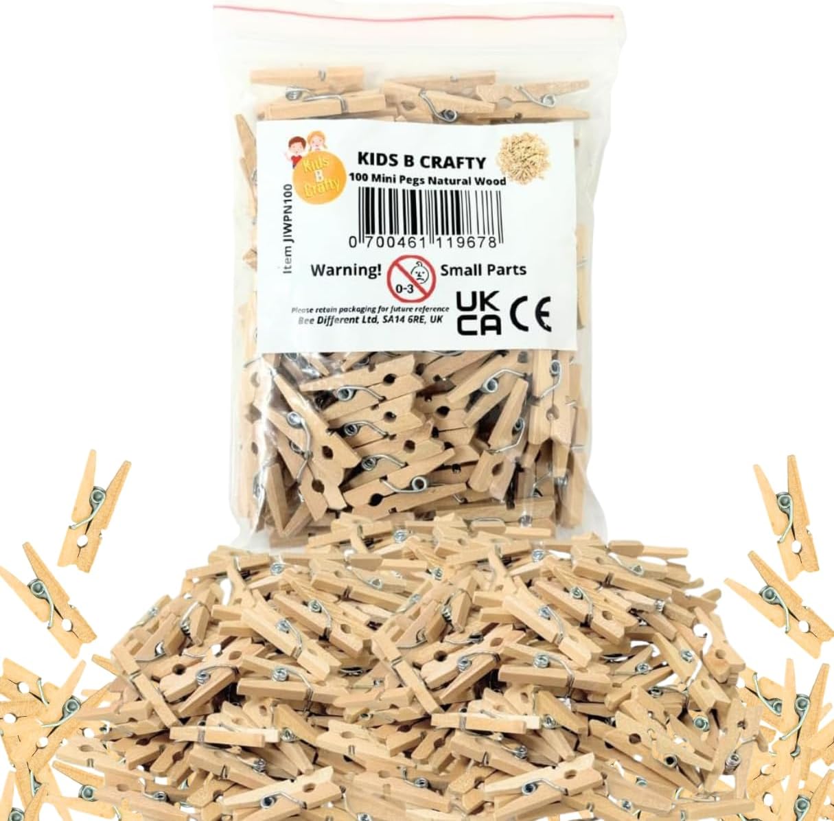 20 x 35mm Mini Wooden Craft Pegs - Choose from 10 Colours (Brown - 35 ...