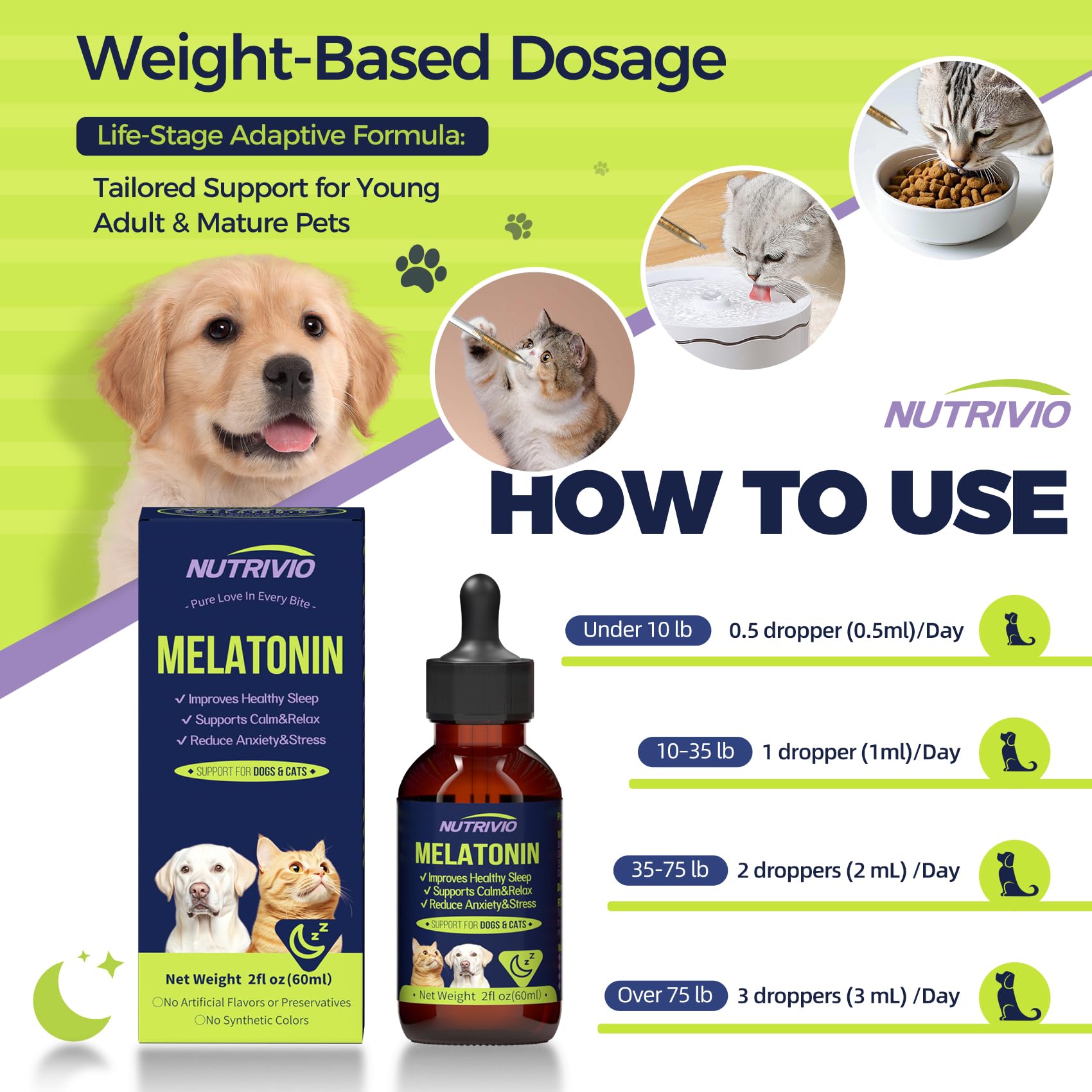 Snapklik.com : Nutrivio Liquid Melatonin For Dogs And Cats, Cat ...