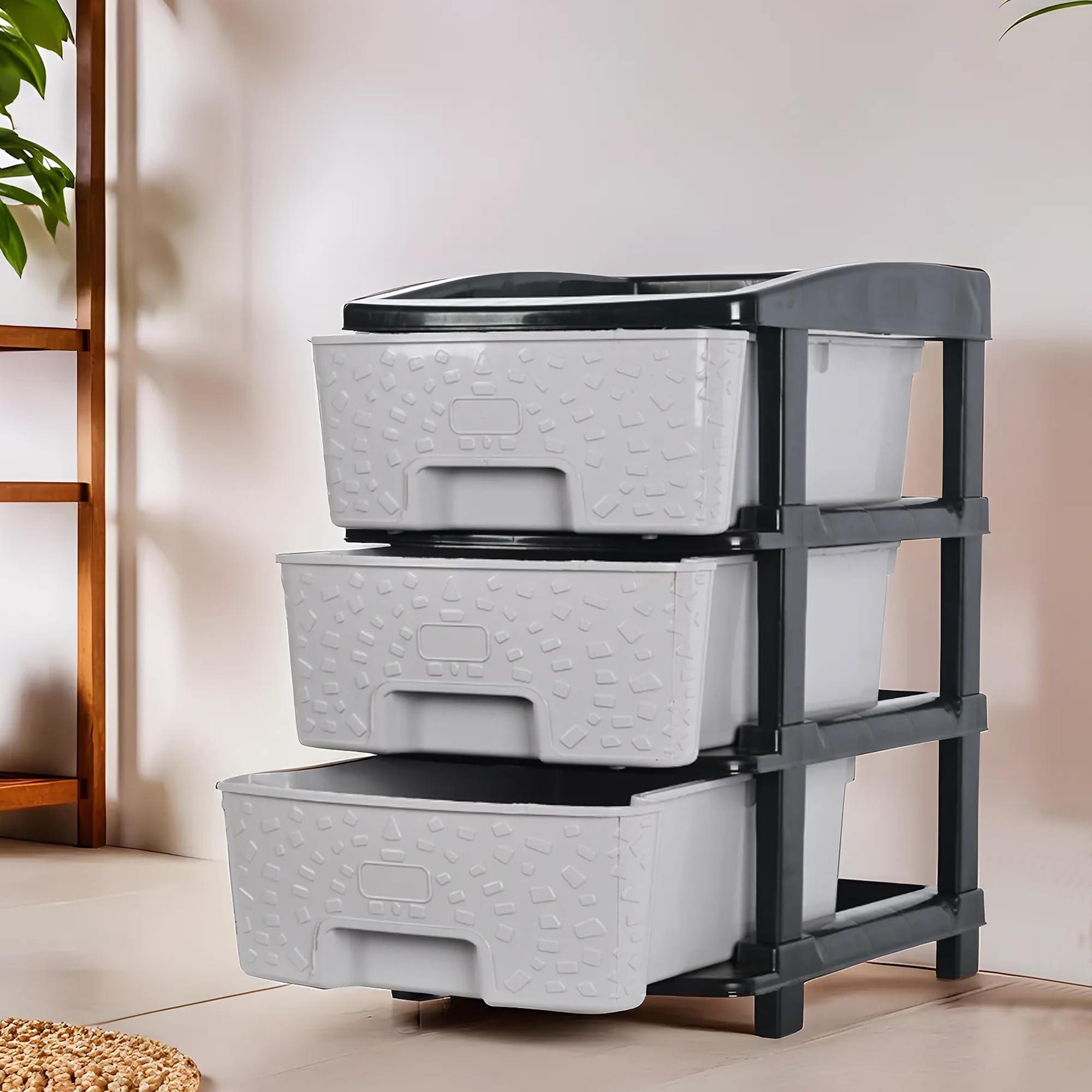 Kuber Industries 3-Layer & 53 Ltr Plastic Drawer Storage Organiser ...