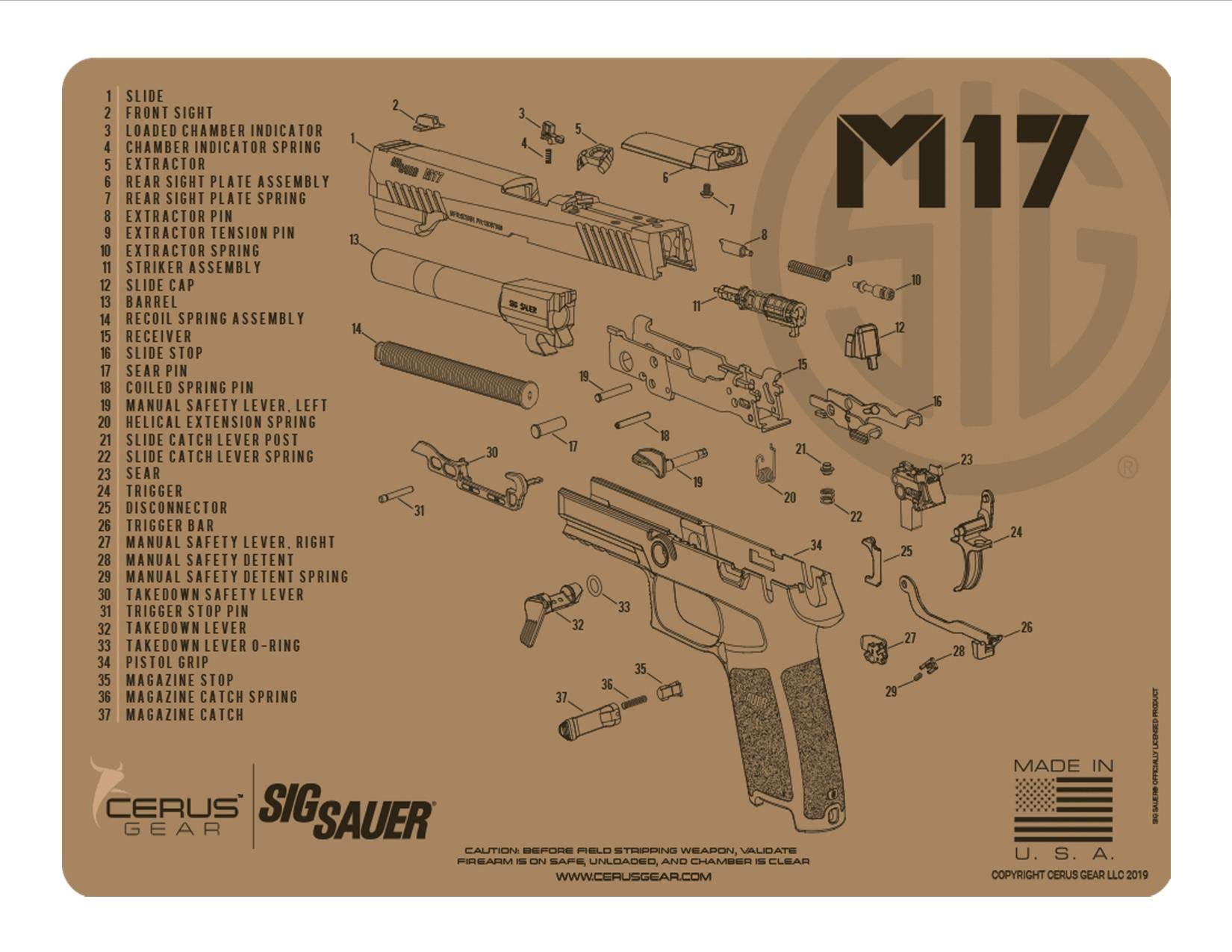 Edog M17 Gun Cleaning Mat Tan Schematic Exploded View Diagram ...
