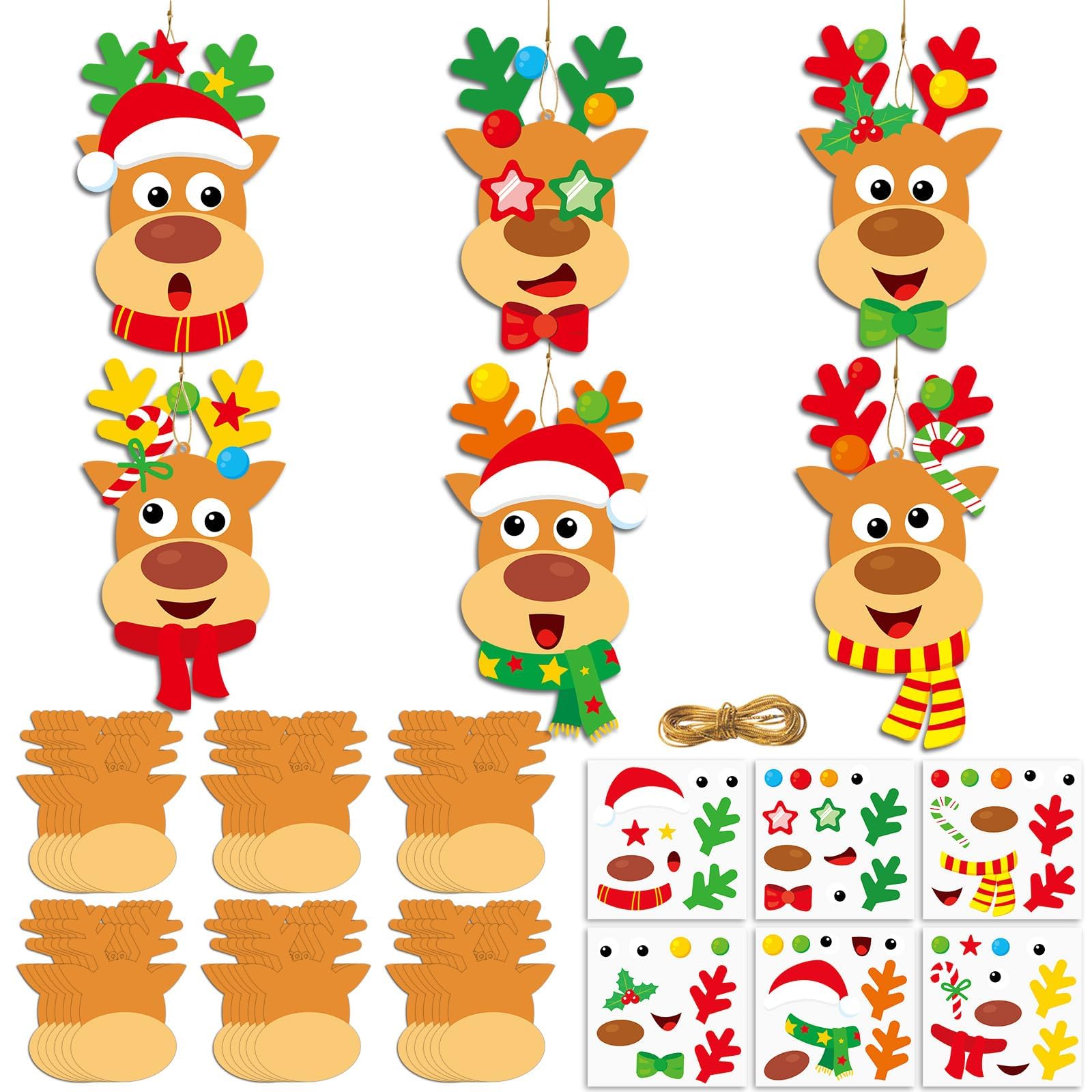 Holiday Party Activities 36-Piece Christmas Reindeer Craft Kit - Fun ...