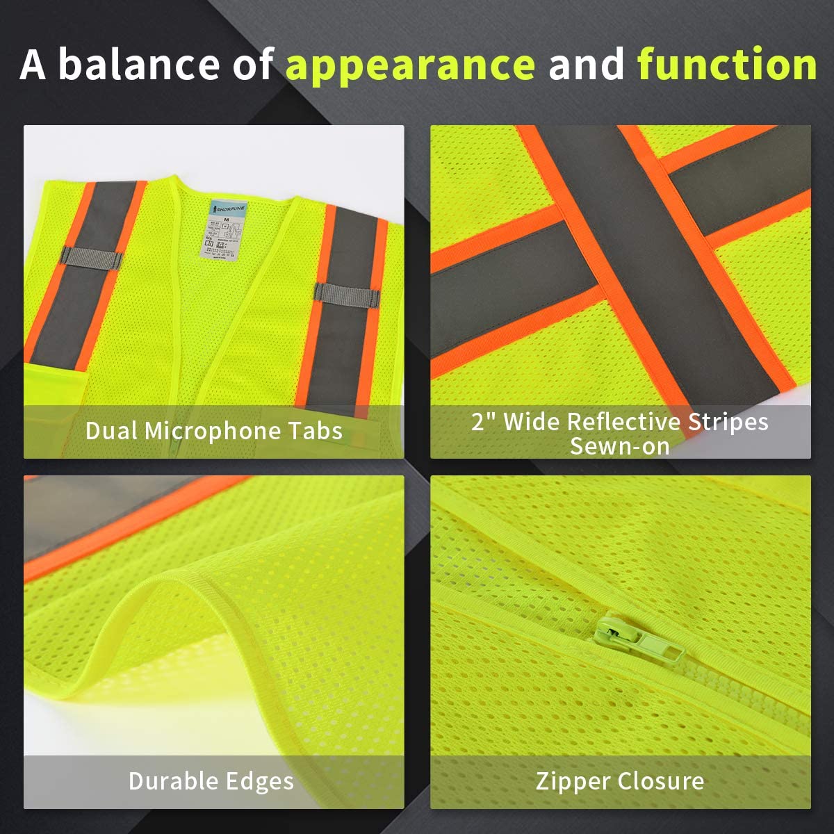 Snapklik.com : SHORFUNE 5 Pack High Visibility Breathable Mesh Safety Vest