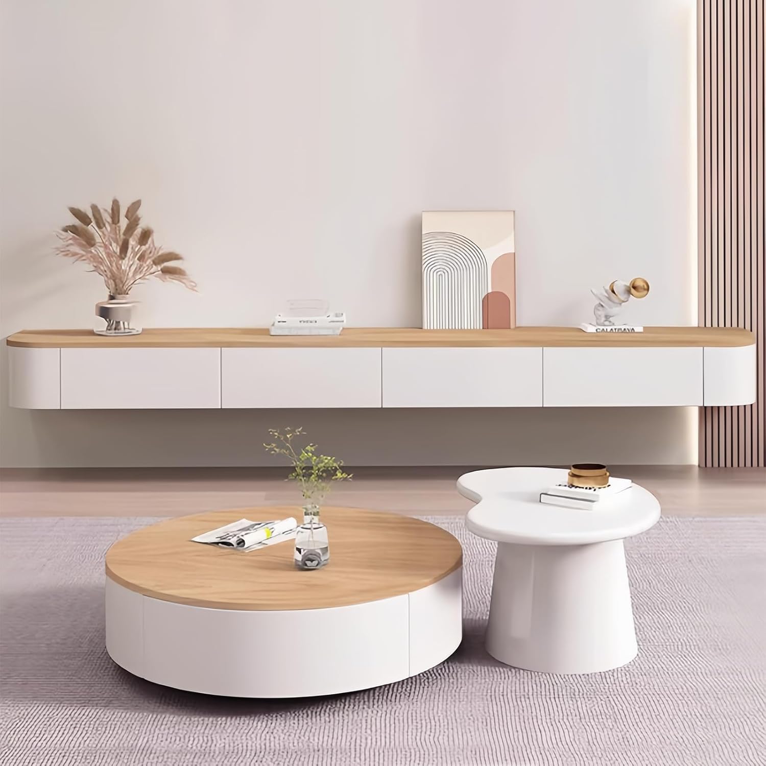 Kferfft Floating TV Stand 47 Inch Wall Mounted TV Media Console with ...