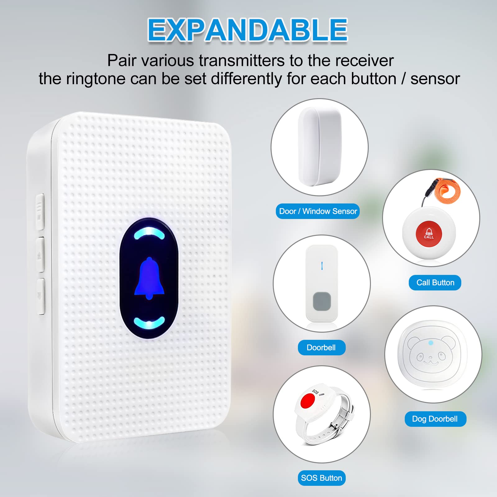 Snapklik.com : Wireless Wrist Pager Caregiver Call Button In Home ...
