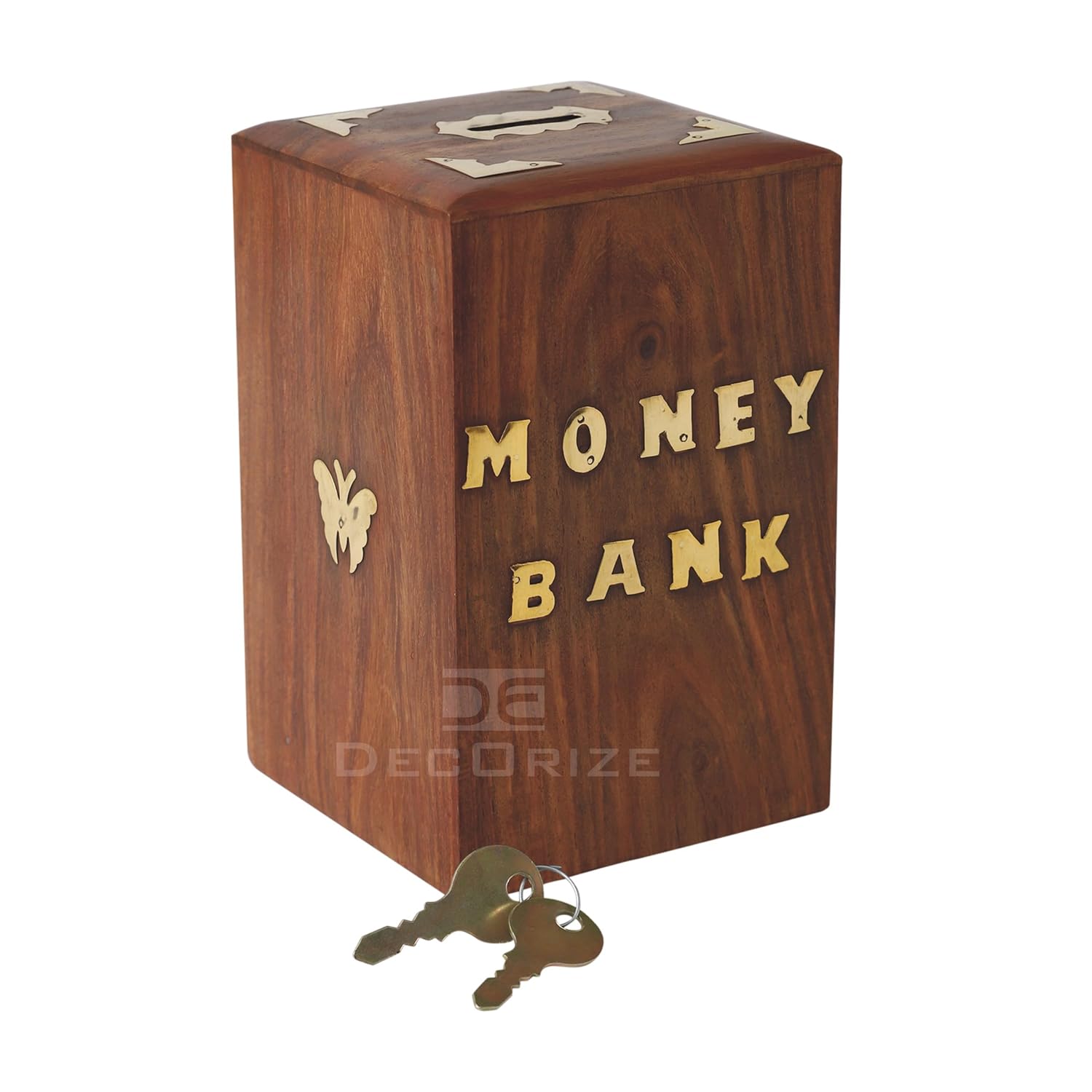 DECORIZE® Handmade Wooden Master Size Money Bank in 6 x 4 inch with Key ...
